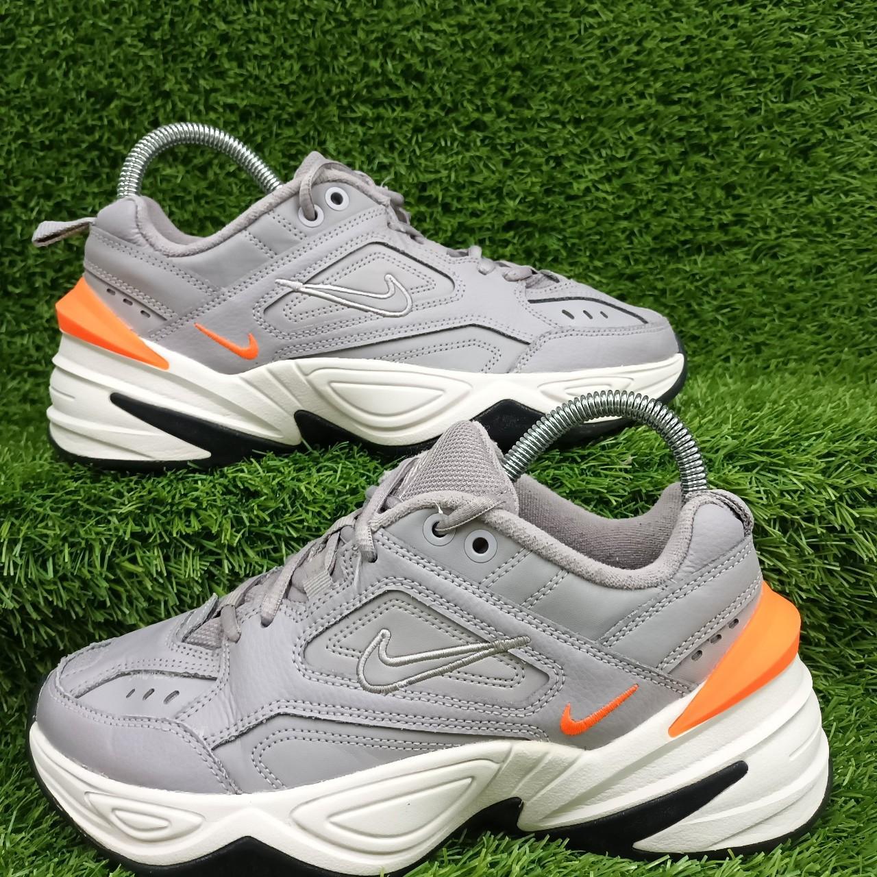 Nike Women's Grey and Orange Trainers | Depop