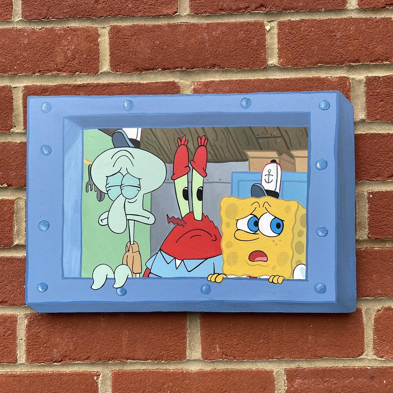 Spongebob port window 42x28cm Hand painted acrylic... - Depop