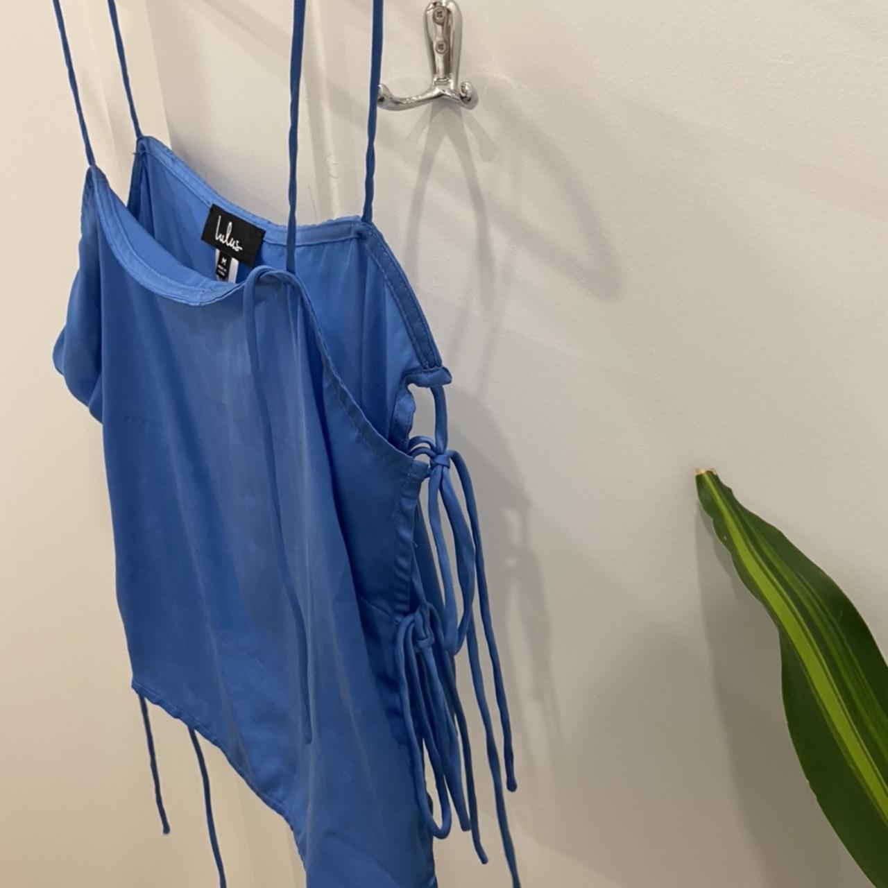 Lulus Silk Blue Tank Top With Ties On The Side Depop