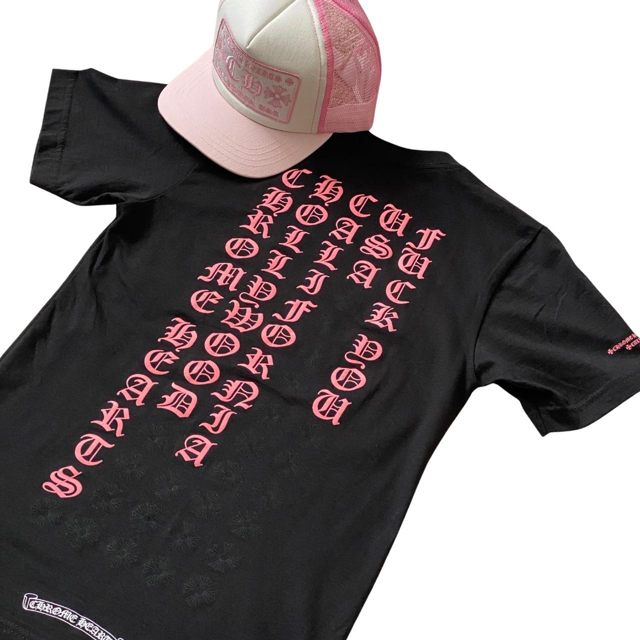 Chrome Hearts Pink Letter T-Shirts... | Depop