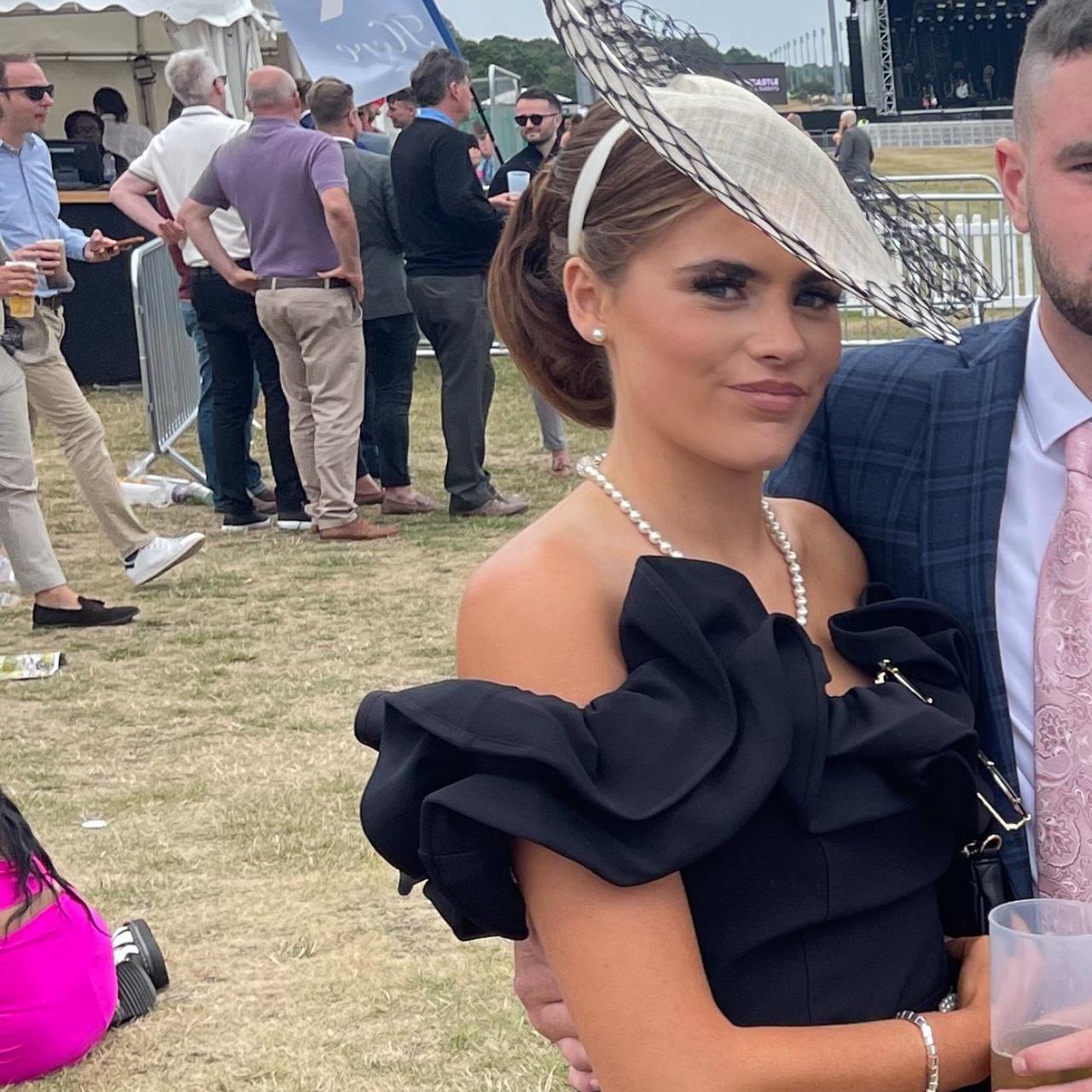 Stunning black ruffle races dress and fascinator - Depop