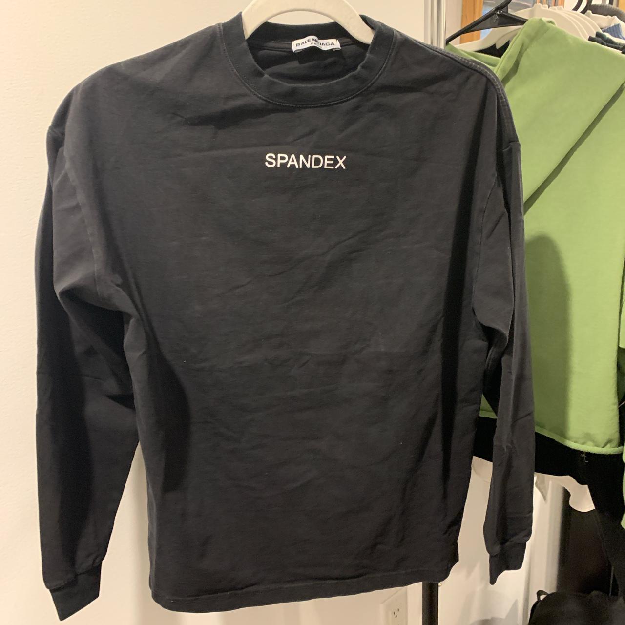 Balenciaga Black Spandex Logo Long Sleeve T-shirt dm... - Depop