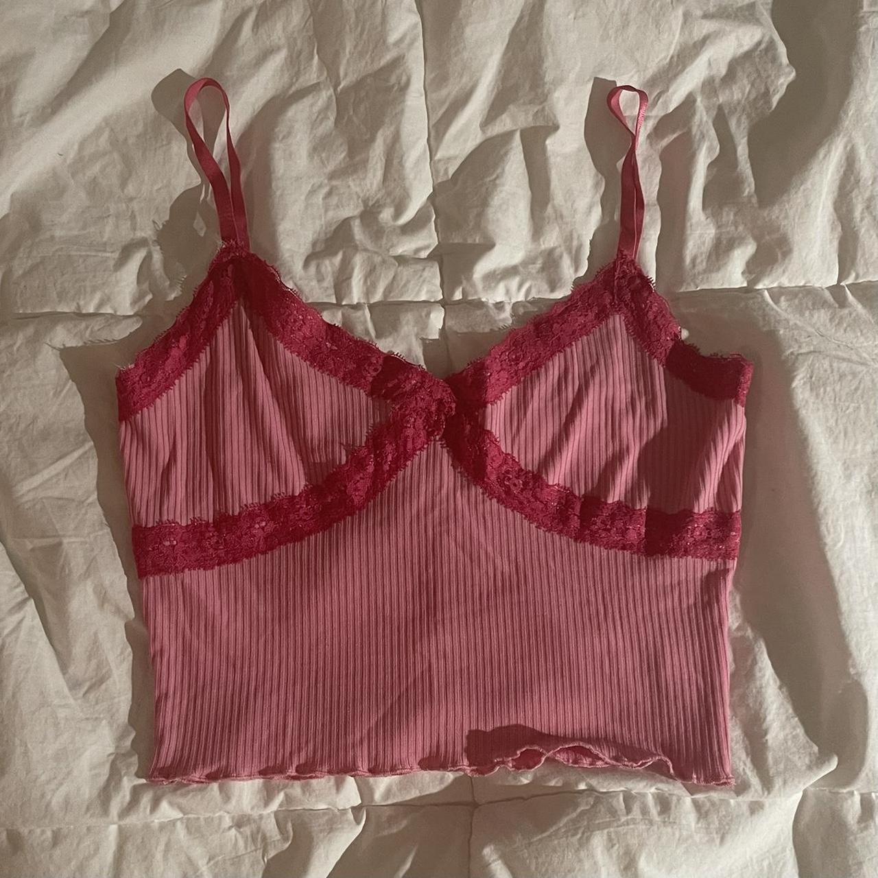 “y2k” crossover lace tank top, size s worn once - Depop