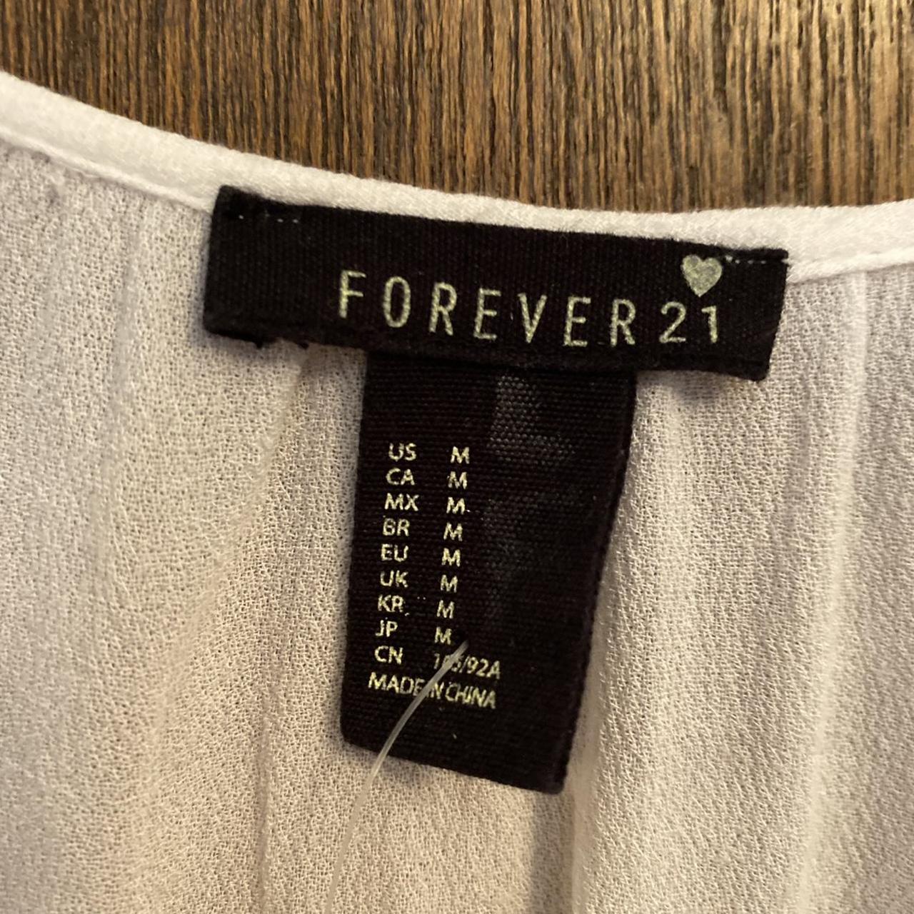 Forever 21 white 1/2 sleeve crop top with floral... - Depop