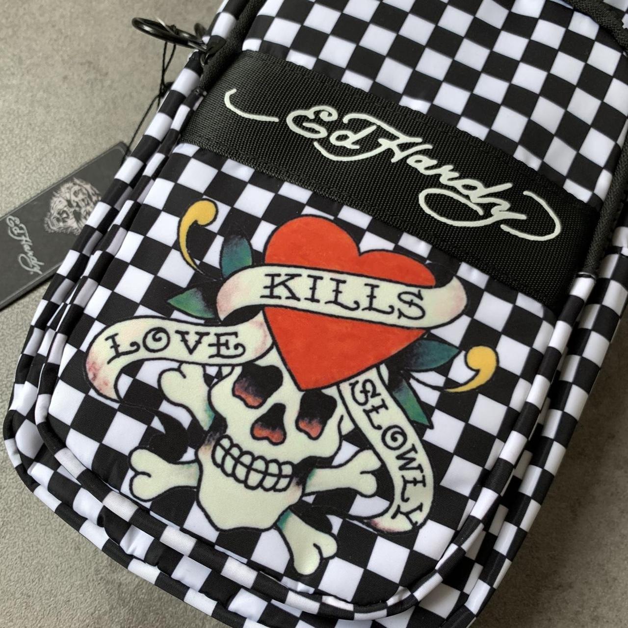 Ed Hardy bag in chequered print. Details include... - Depop