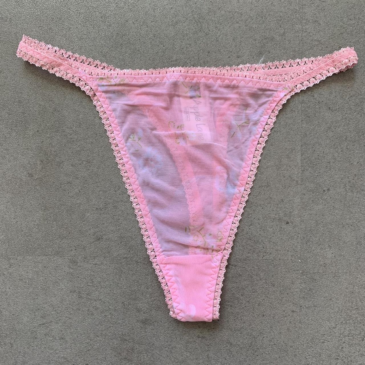 Baby pink floral mesh thong 💖 High rise Scalloped... - Depop
