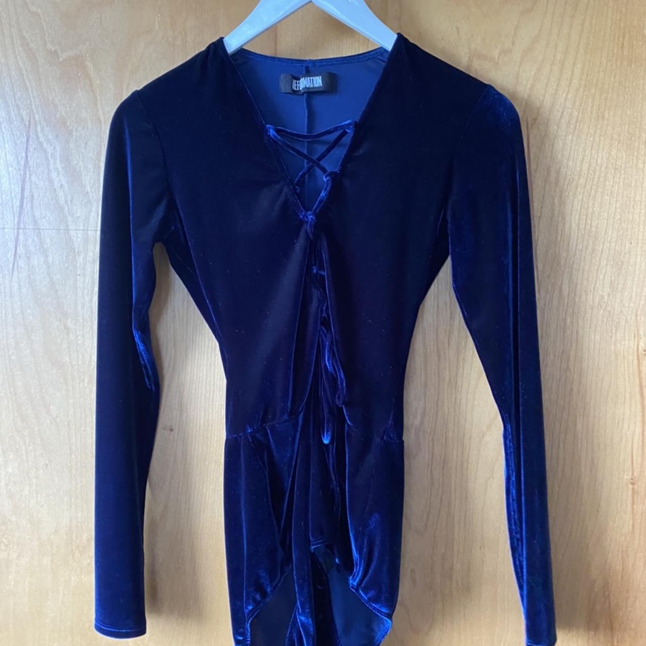 Reformation, Avalon velvet top in Midnight blue. XS - Depop