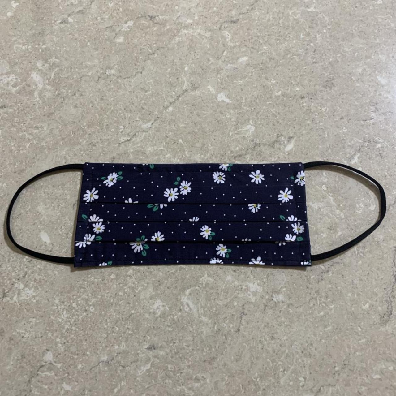 Reusable two-layer face mask - Navy blue with white... - Depop