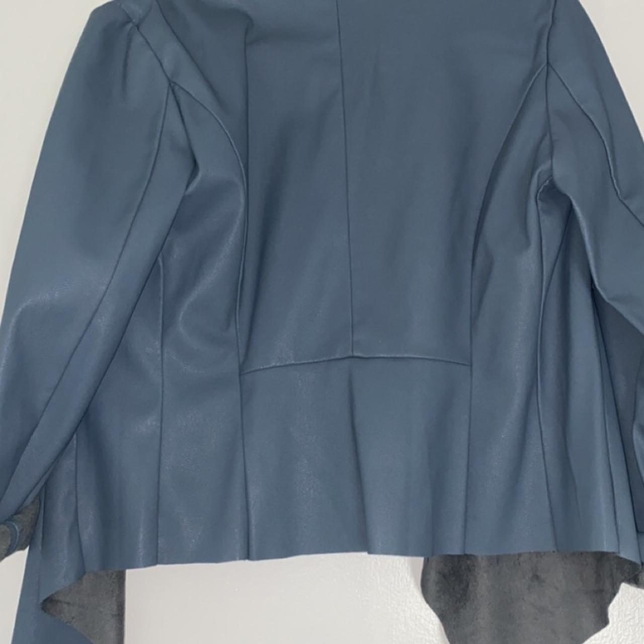 Blue leather jacket/blazer with grey suede inside.... - Depop