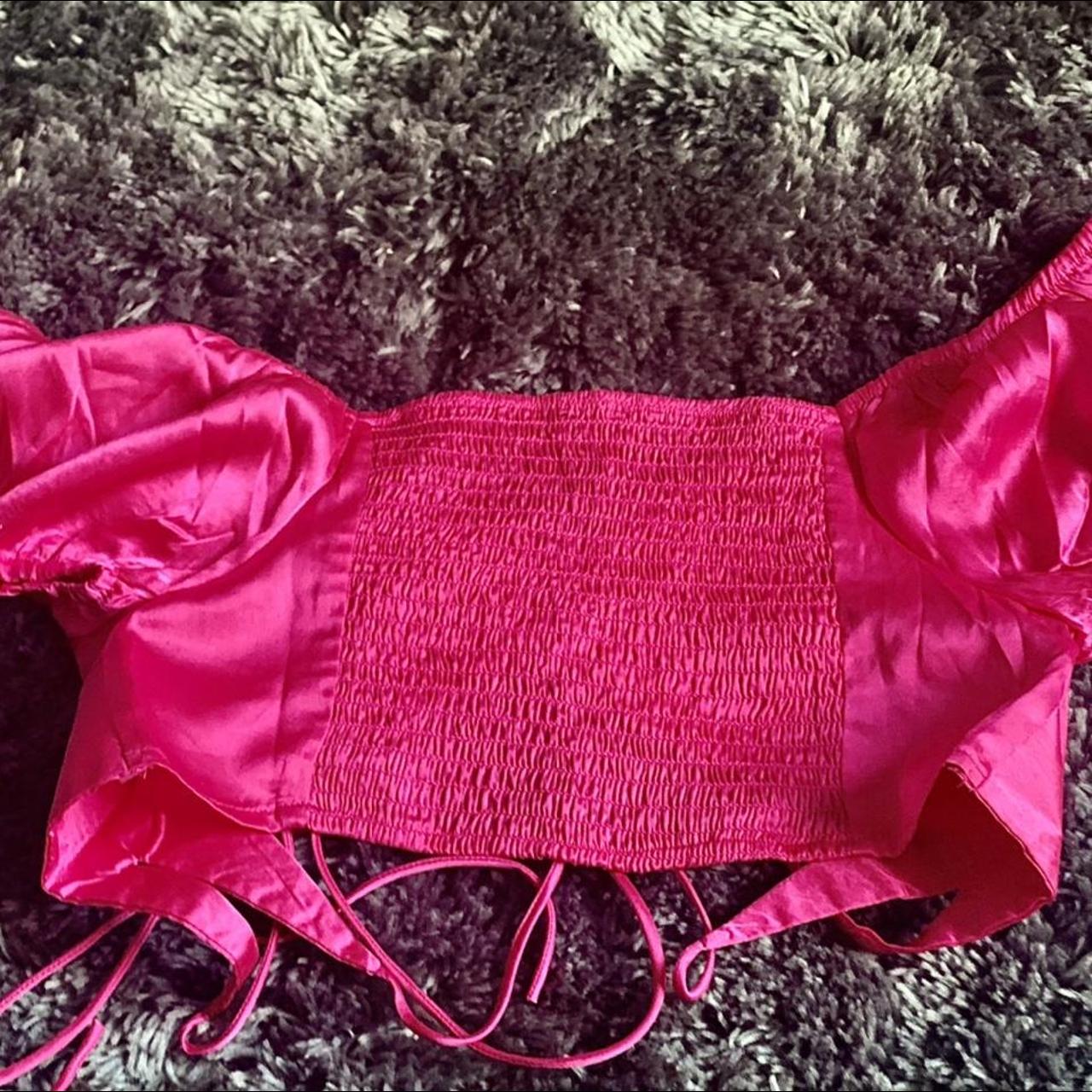 -💓 Super cute hot pink satin crop top,ruffled... - Depop