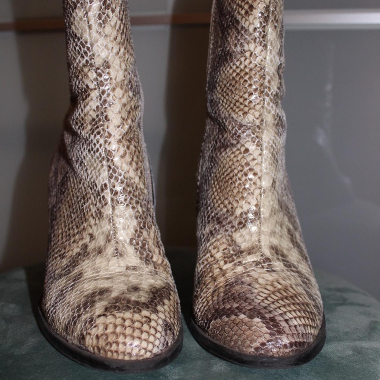 Faux snake leather boots #snakeleather #animalprint - Depop