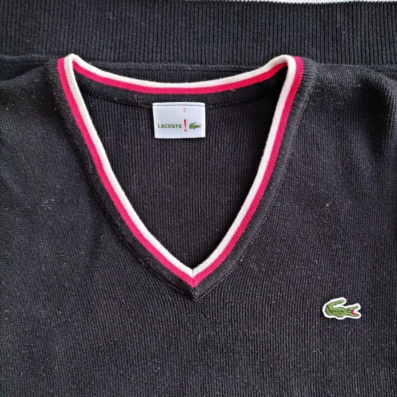 Lacoste Jumper in Navy, Red and White Size Extra... - Depop