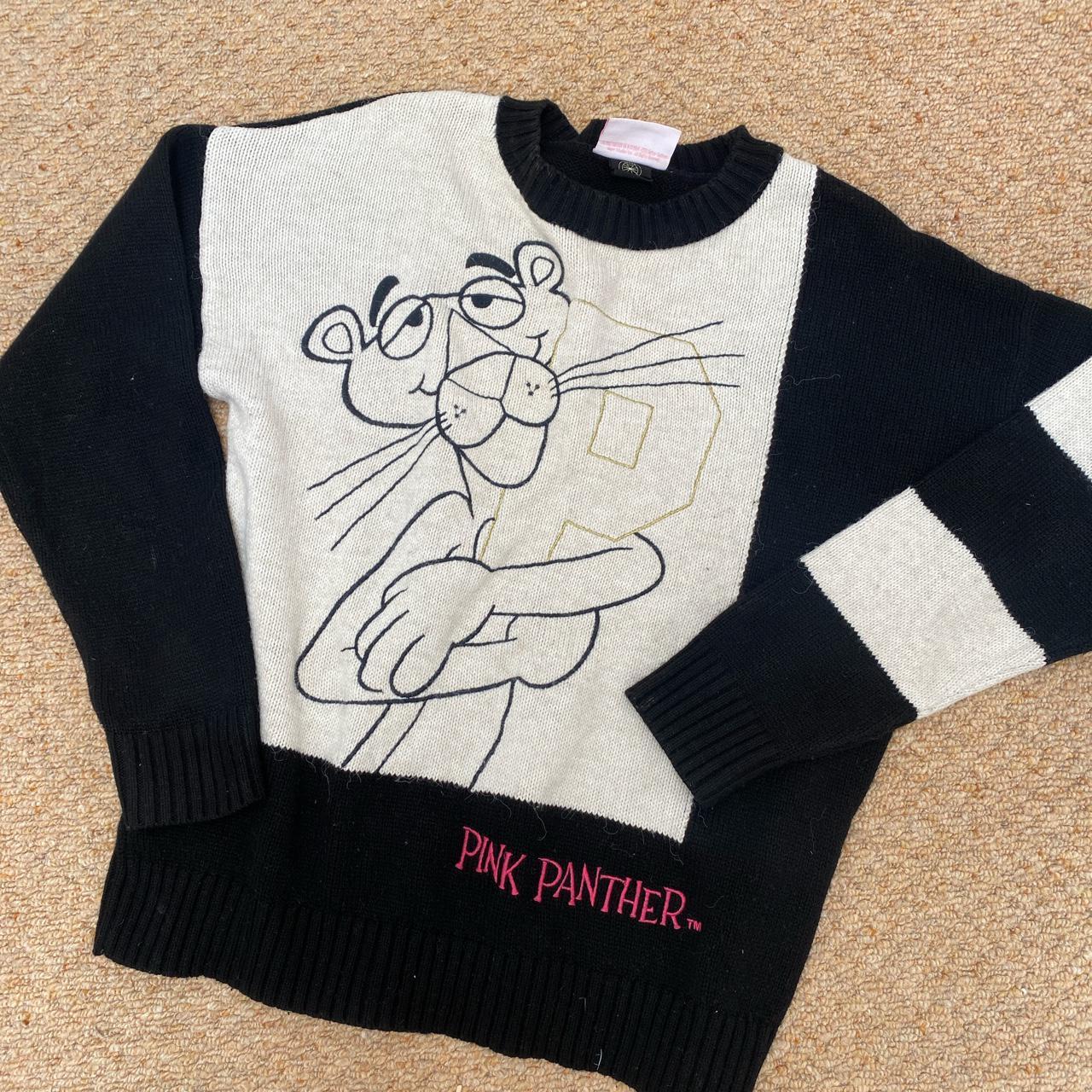 Urban outfitters pink panther knitted sweater /... - Depop