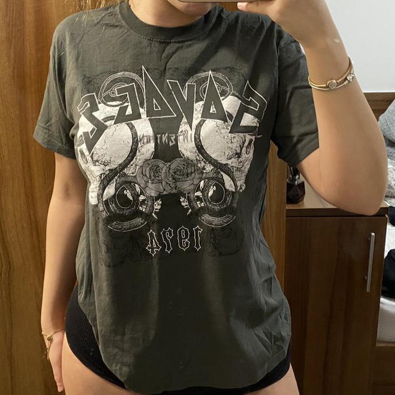 PLT ‘Charcoal Savage Slogan Rock T Shirt.’ Uk sizeM... - Depop