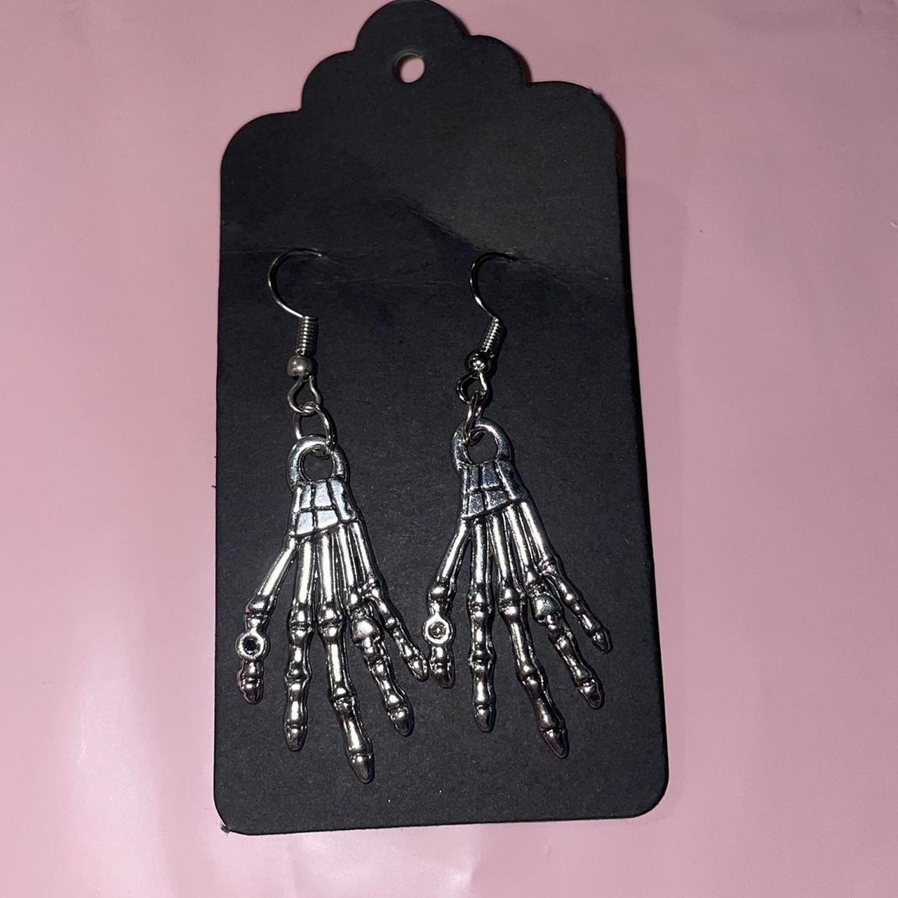 🎃 Silver Skeleton Hand Earrings 🎃 Skeleton hand... - Depop