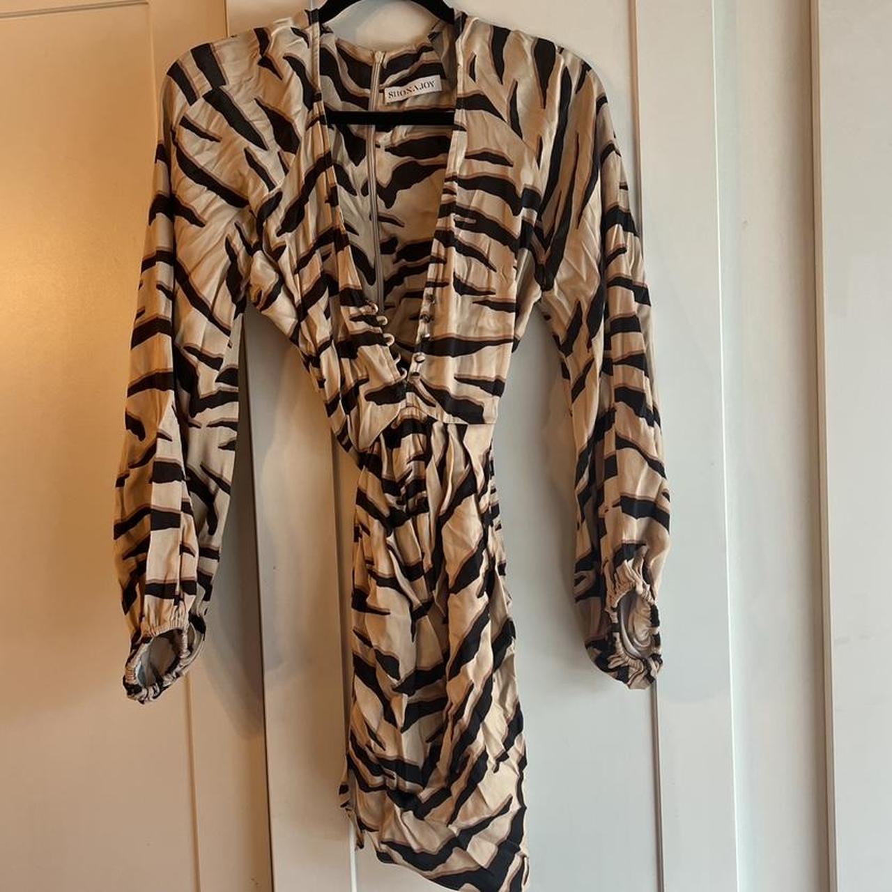 Shona joy zebra wrap dress with long sleeves. Size... - Depop