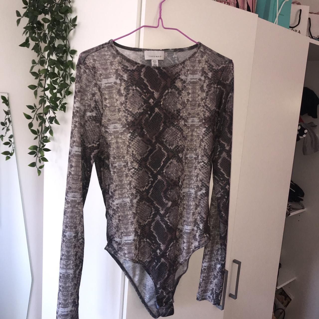 Topshop snake mesh bodysuit, size 12. - Depop