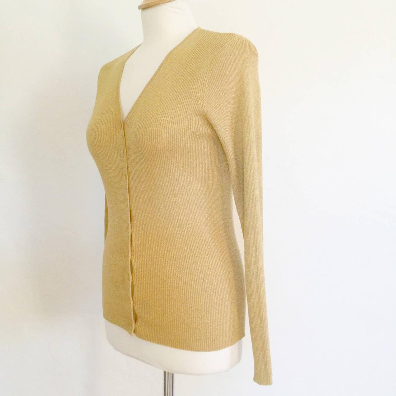 Here is a vintage 80s metallic gold cardigan. Made... - Depop