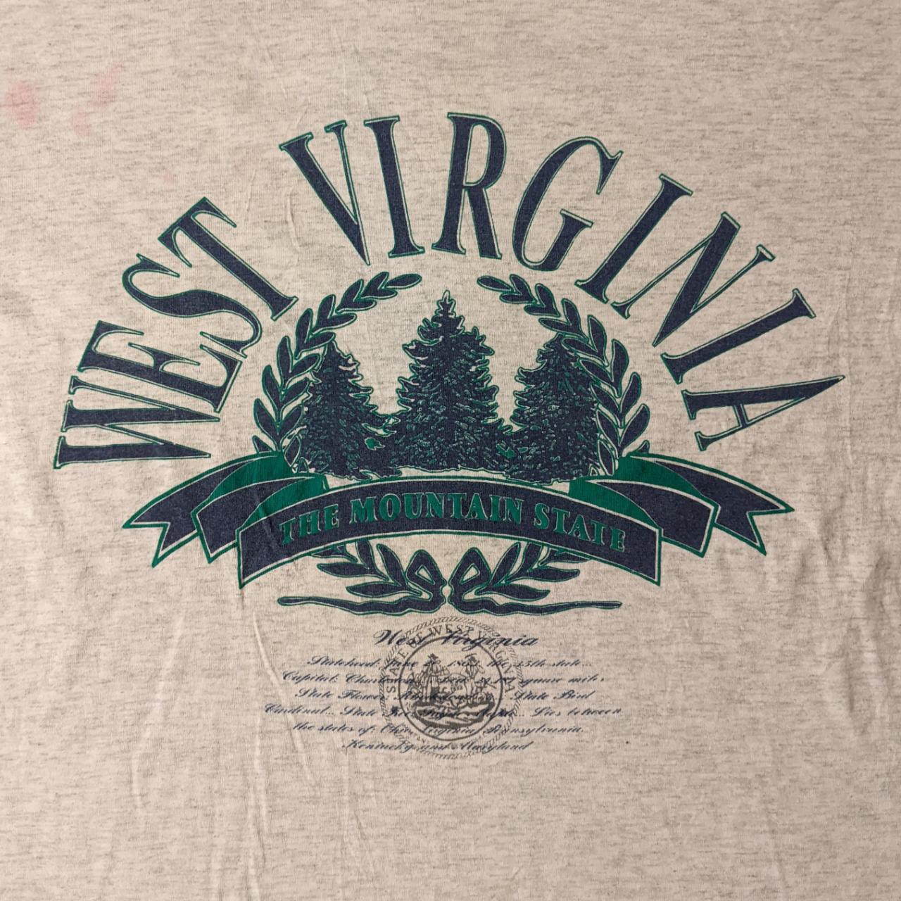 Vintage West Virginia The Mountain State Light Grey... - Depop