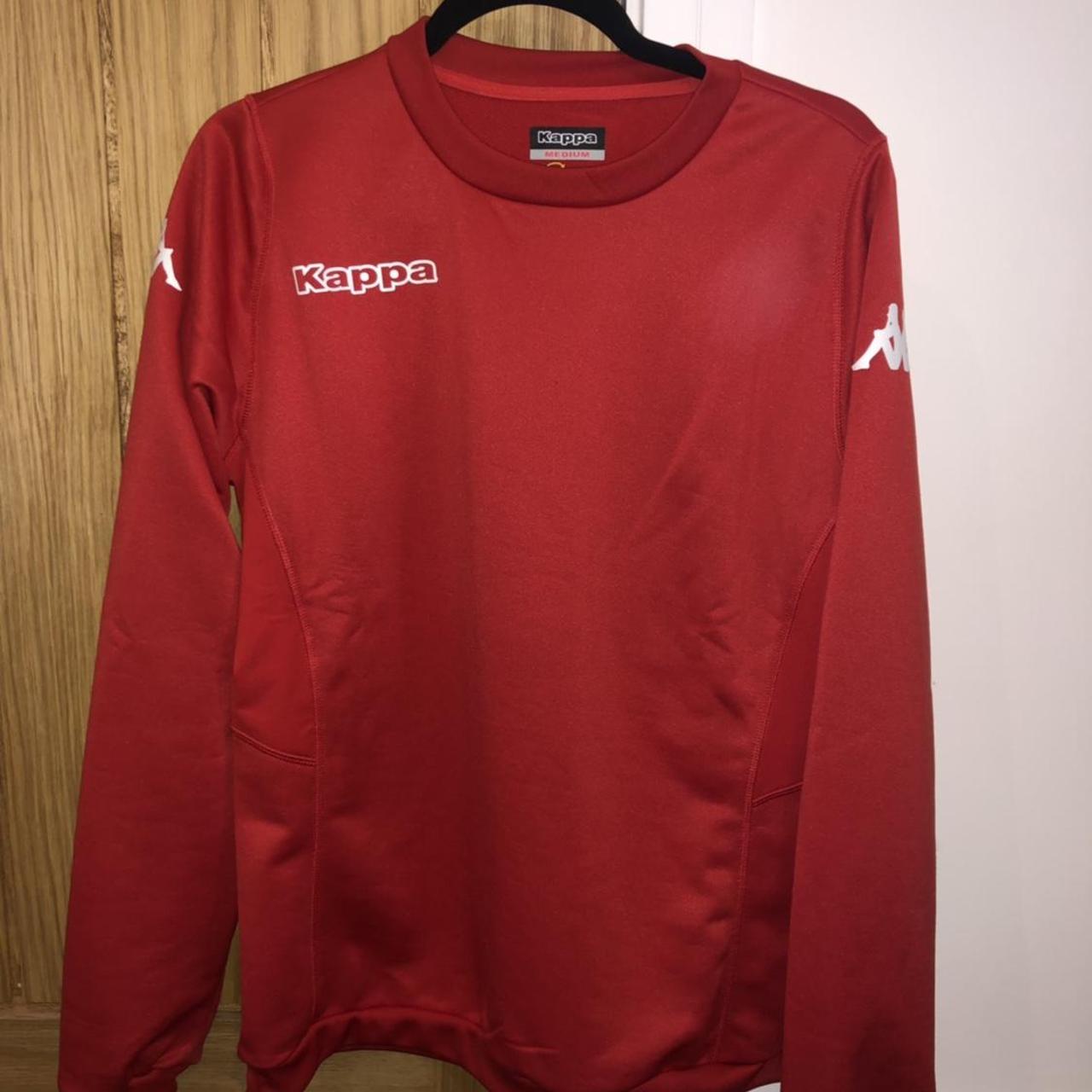 Red Kappa Jumper with logo on both shoulders and... - Depop