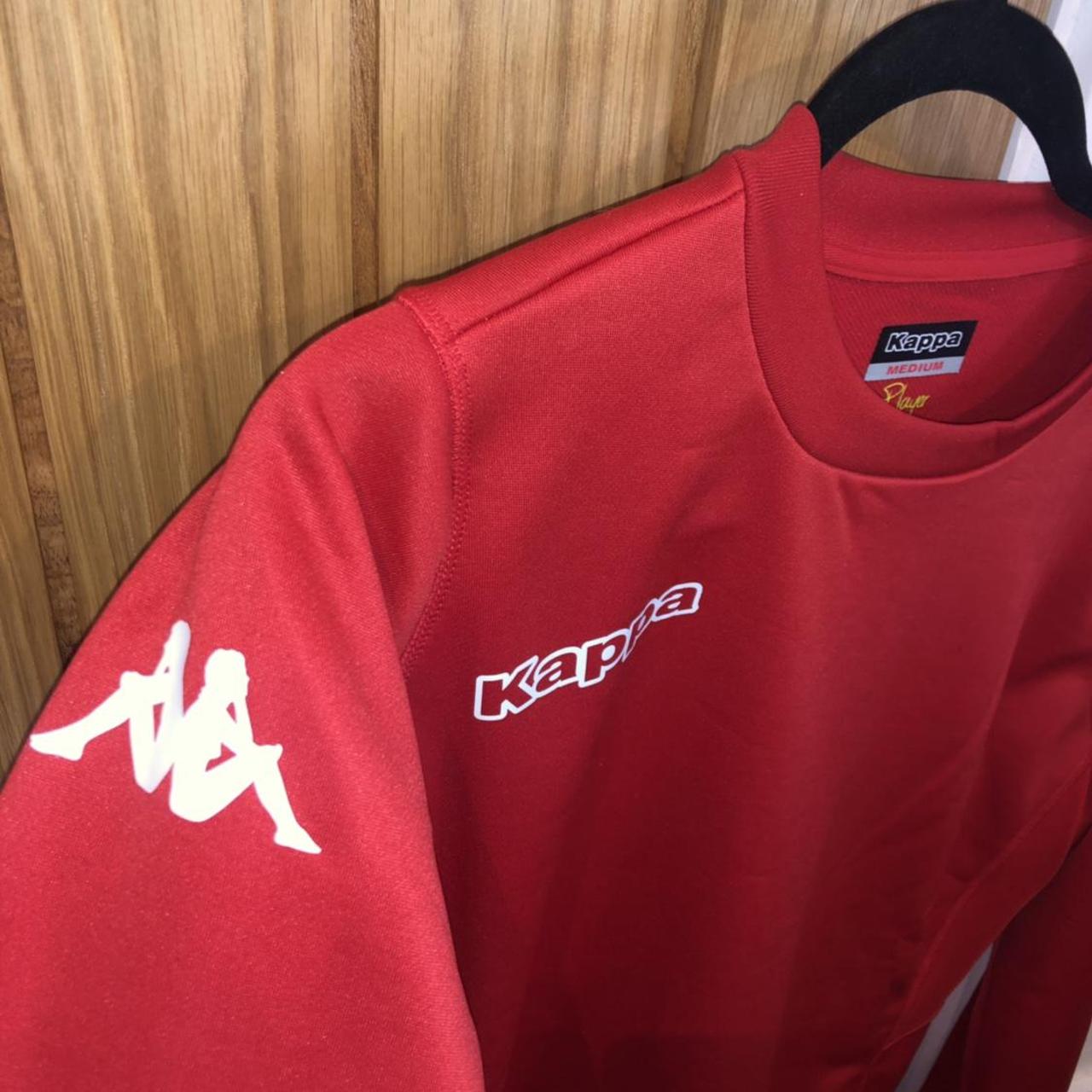 Red Kappa Jumper with logo on both shoulders and... - Depop