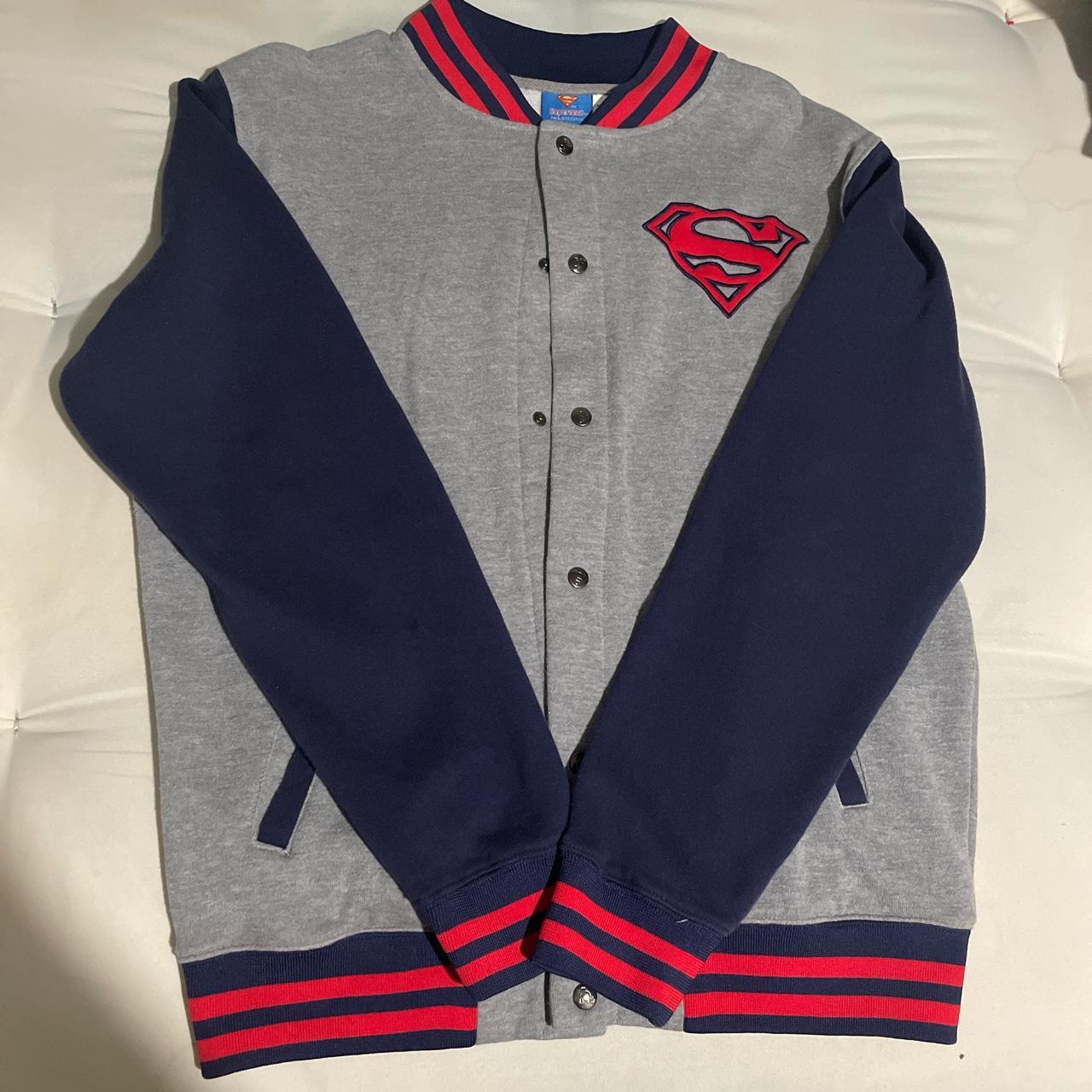 DC Comics Men's Grey and Navy Jacket | Depop