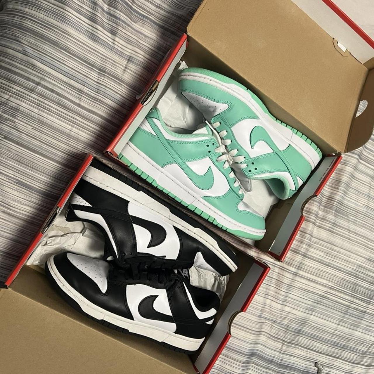 Two nike dunks. Green glow and panda 11 W 9.5 M - Depop