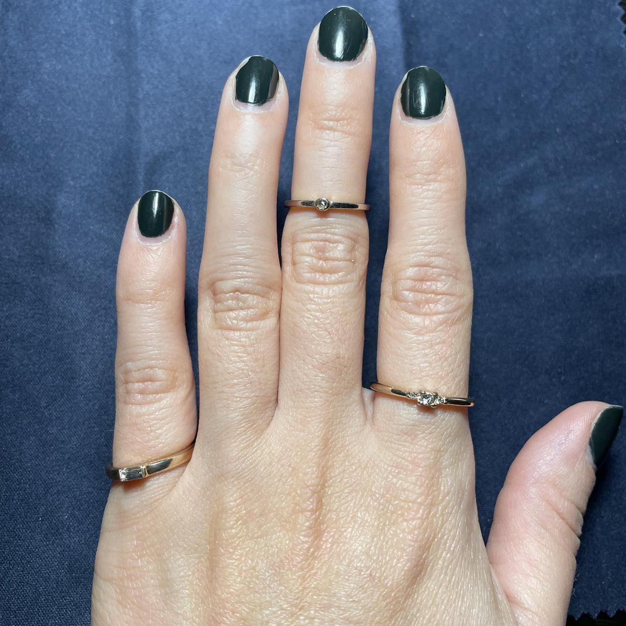 Set of 3 gold tone rings. Various sizes 5.5, 3, and 2.5 - Depop