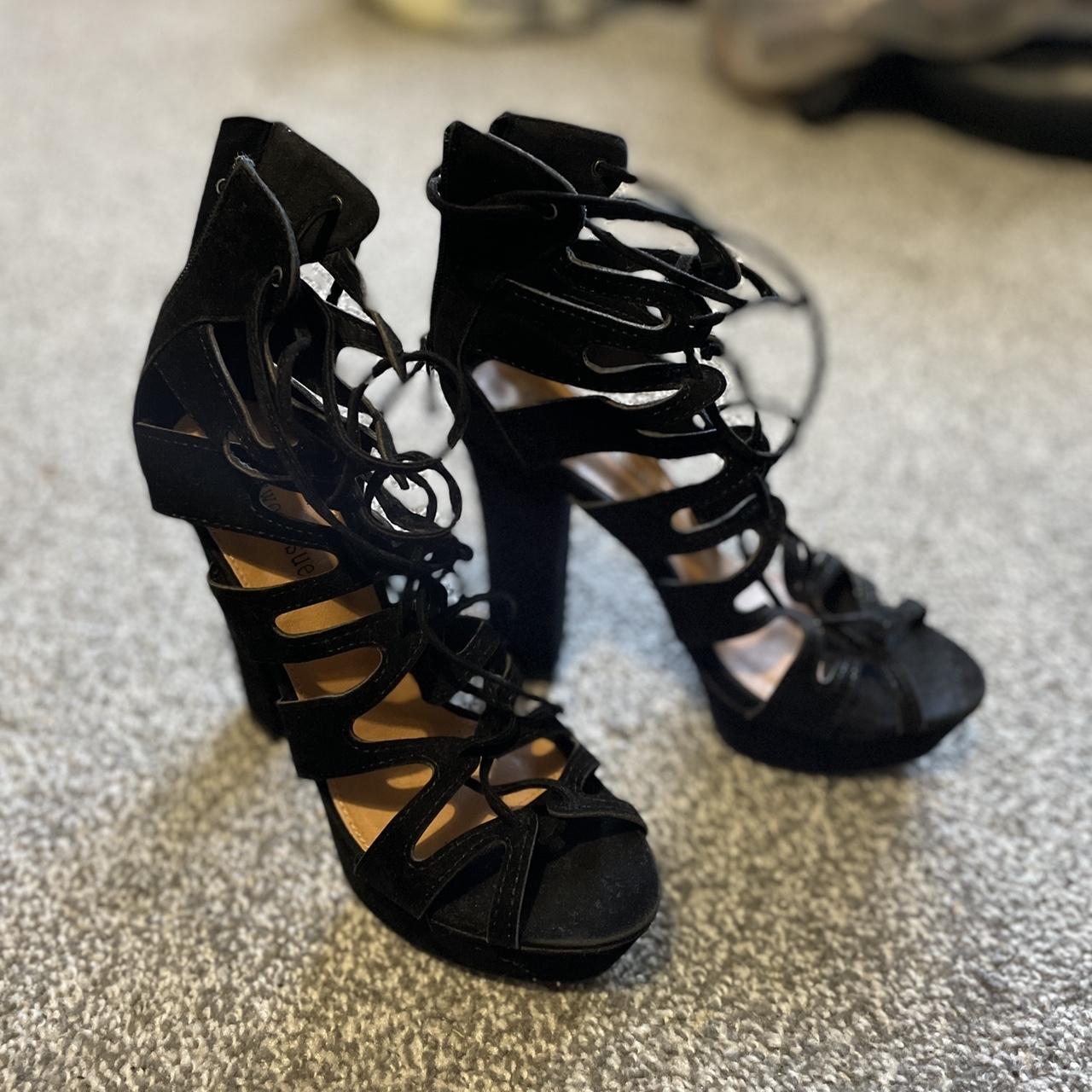 Sweet Suede Block 6 inch high heels, only worn once - Depop