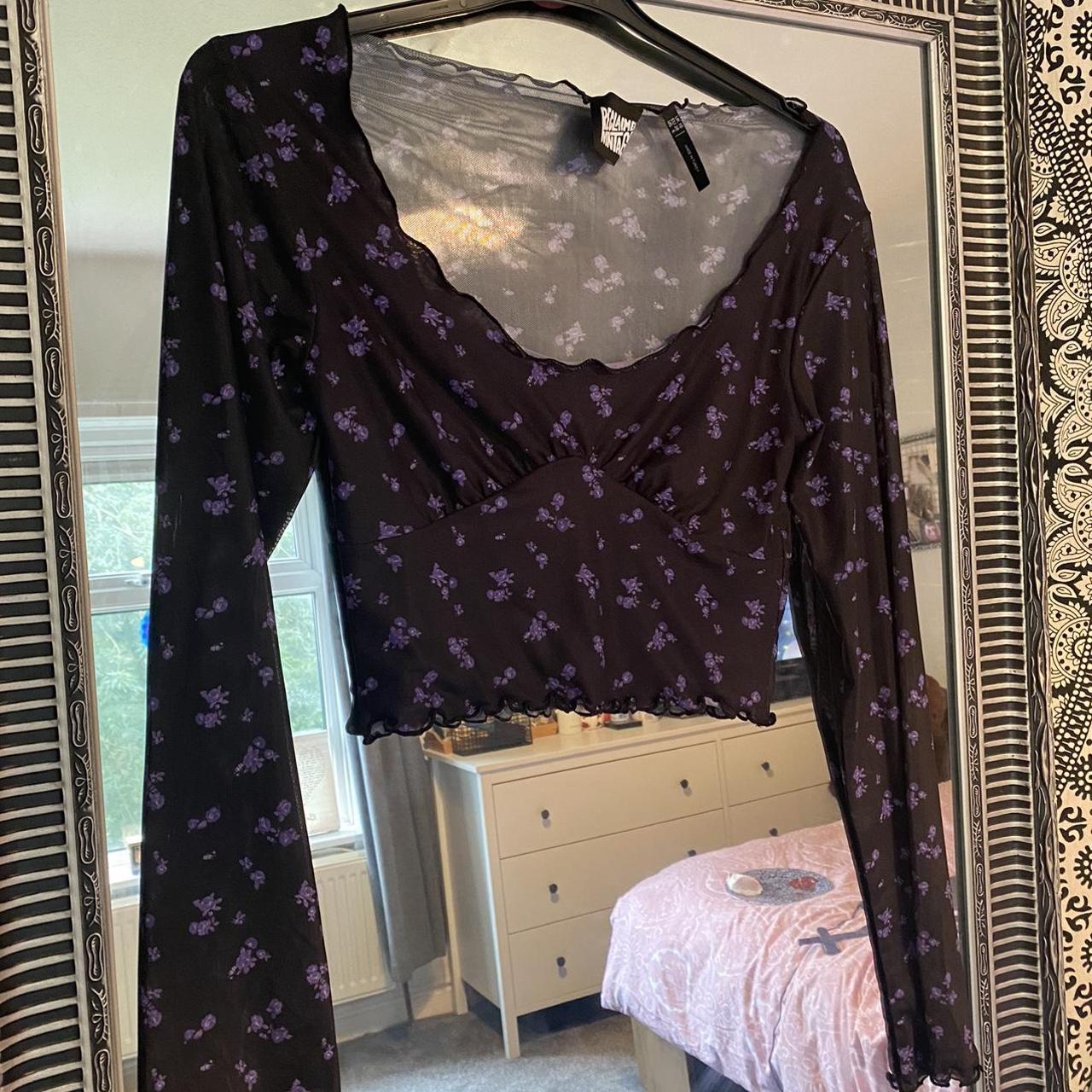beautiful purple mesh/sheer top from reclaimed... - Depop