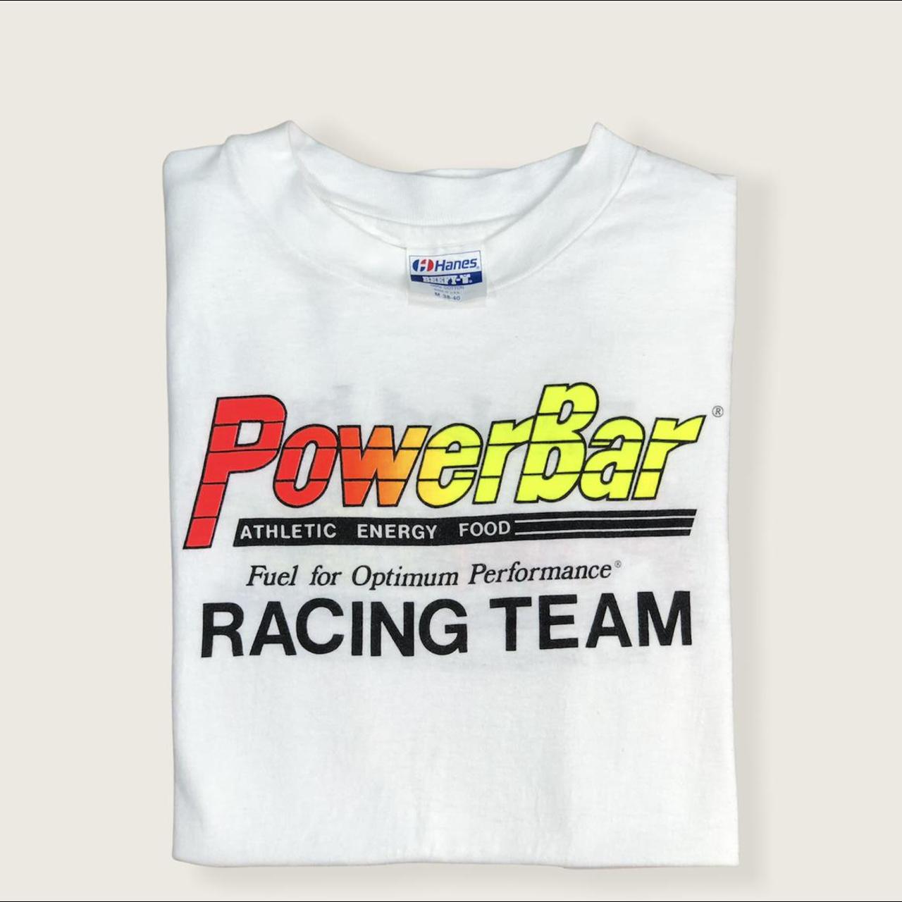 Early 90’s vibrant PowerBar racing team T shirt... - Depop