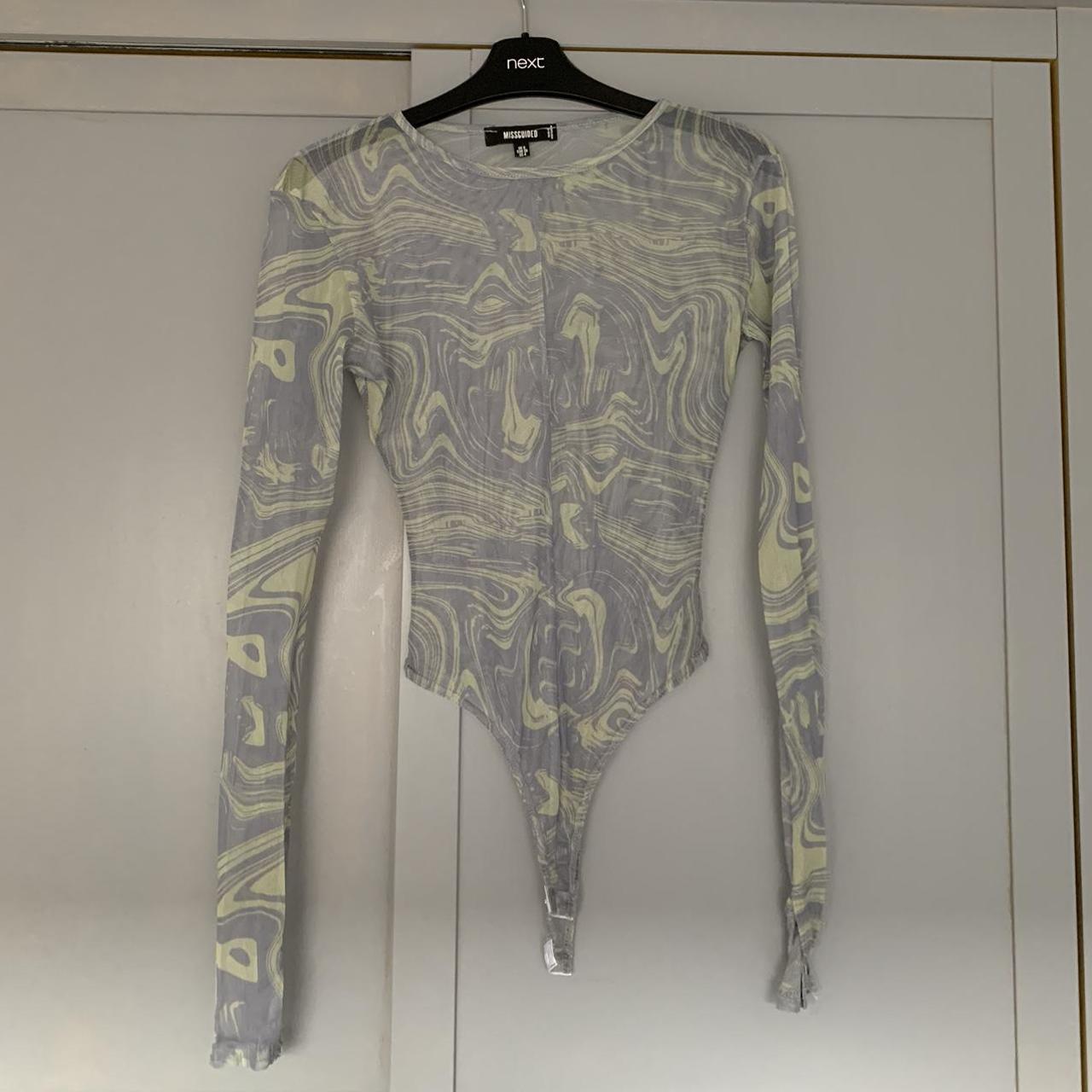 marble print mesh bodysuit missguided size 8, only... - Depop