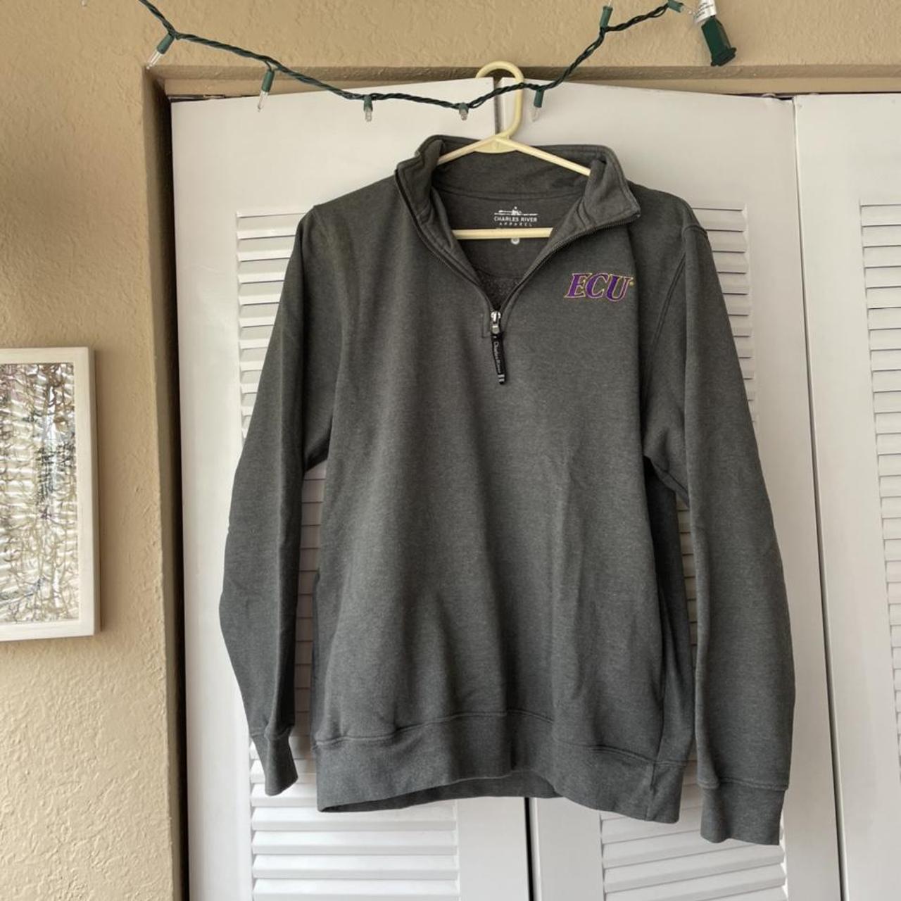 ECU East Carolina grey quarter zip up jacket. Size... - Depop