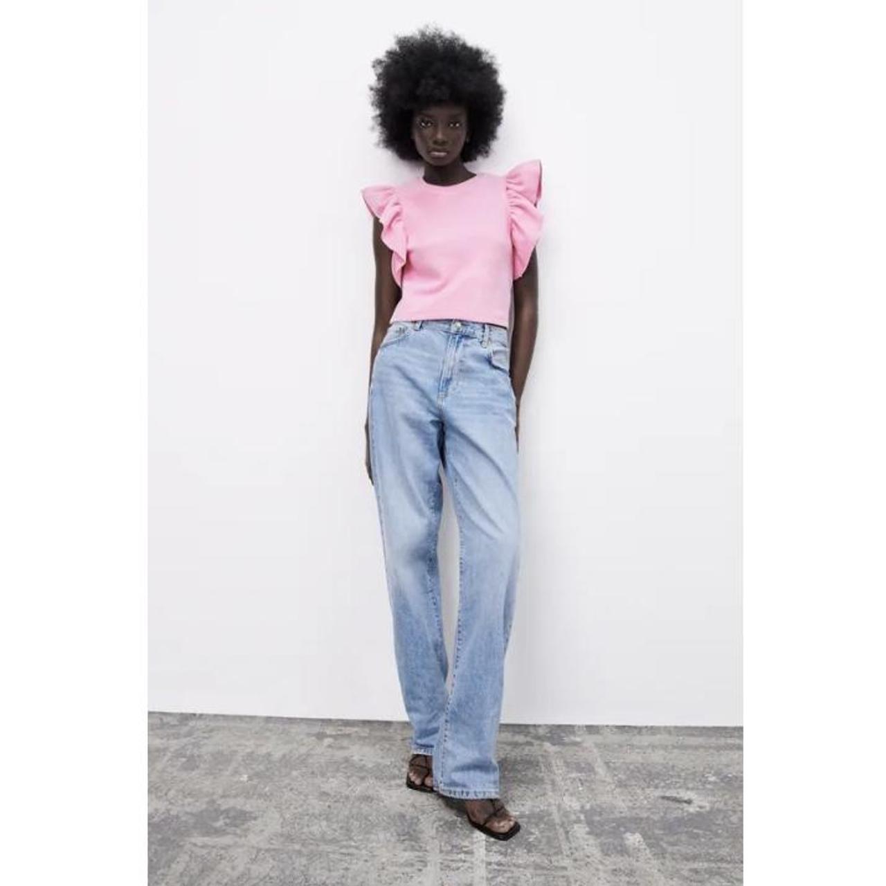 Zara “SOFT RUFFLED TOP”, cotton, never worn with... - Depop