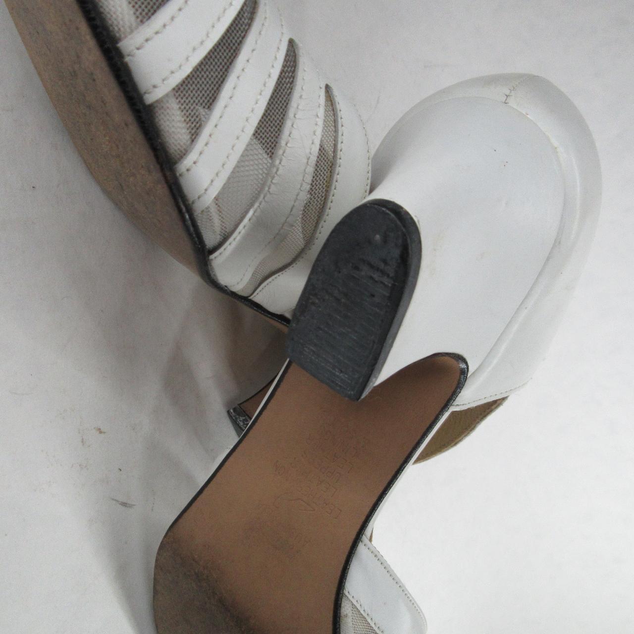 FOOTREST white mesh heels White mesh heels, Leather... - Depop