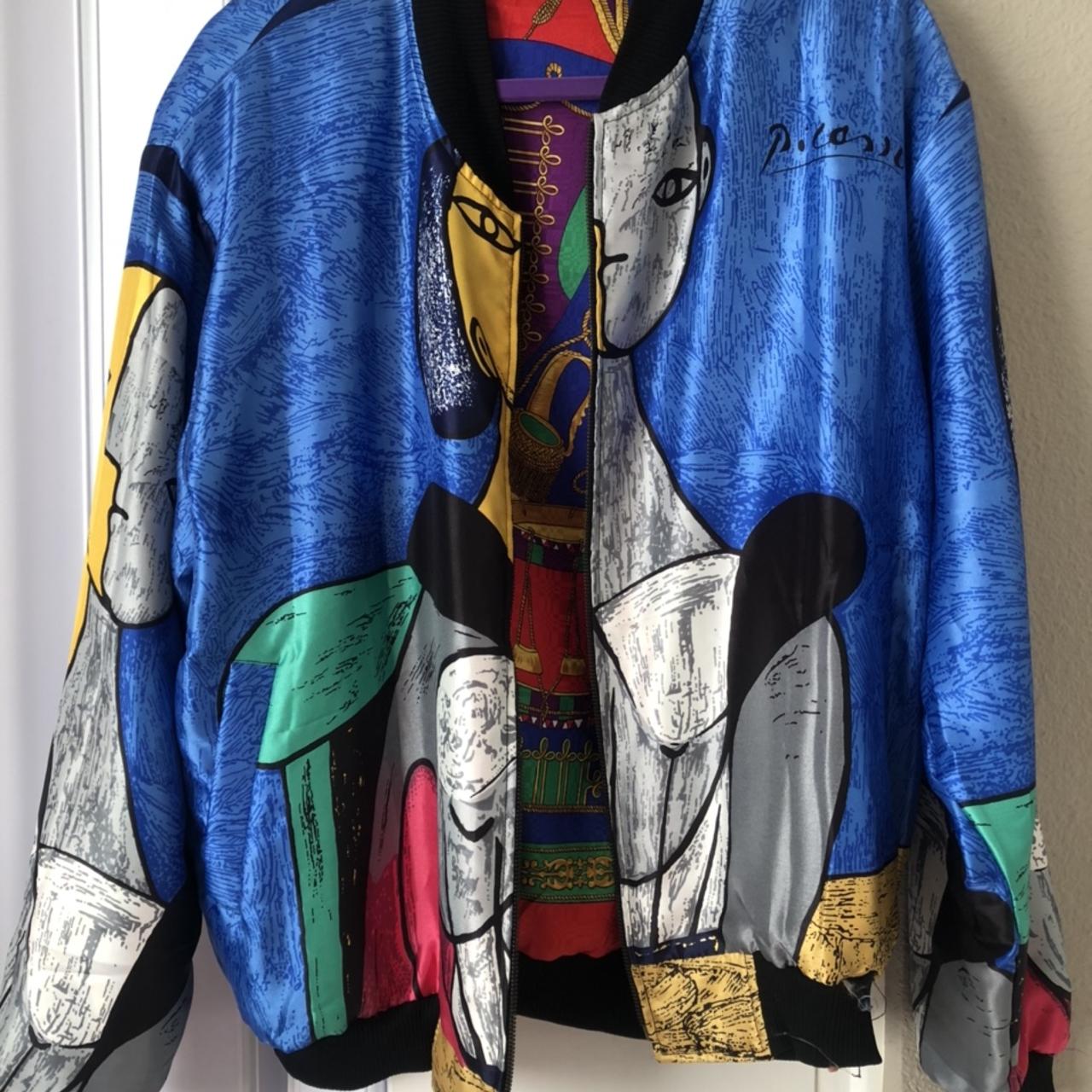 Vintage 80’s satin reversible satin large jacket... - Depop