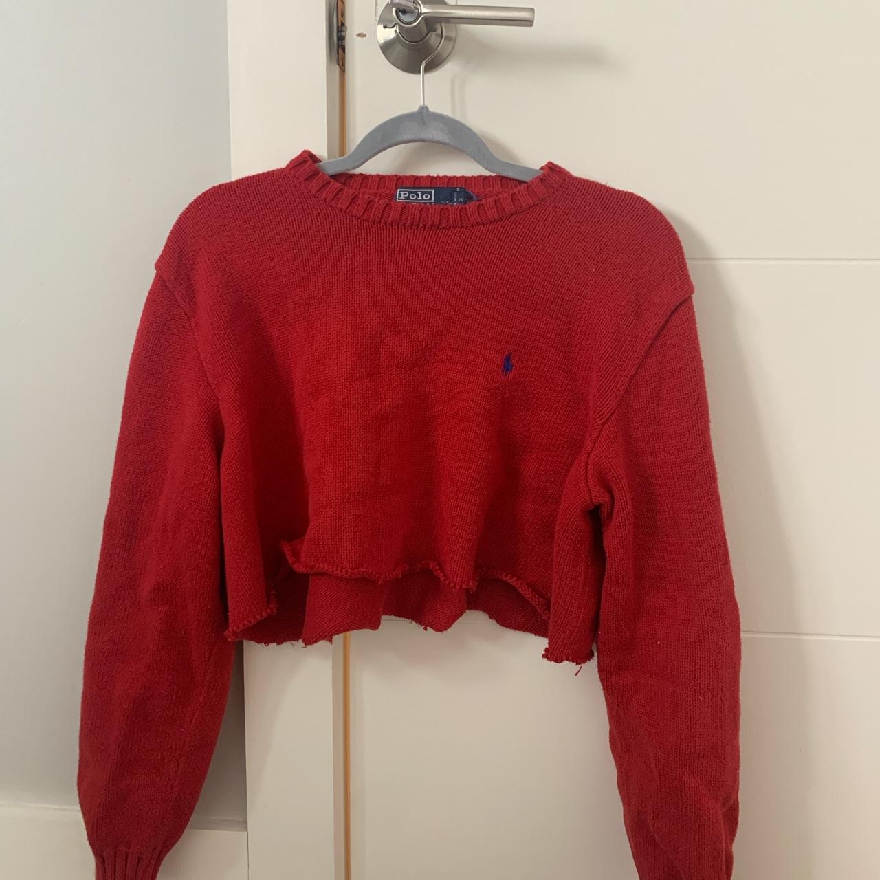 Cropped red polo sweater - Depop
