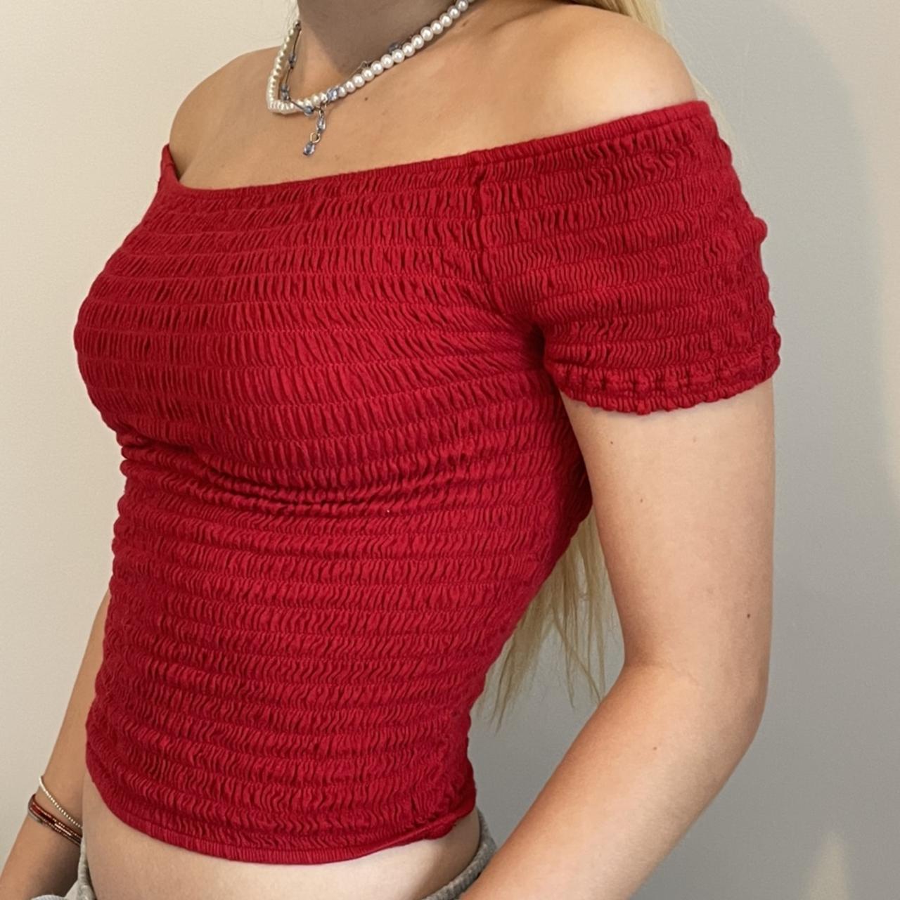 Really Cute red brandy Melville off the shoulder... - Depop