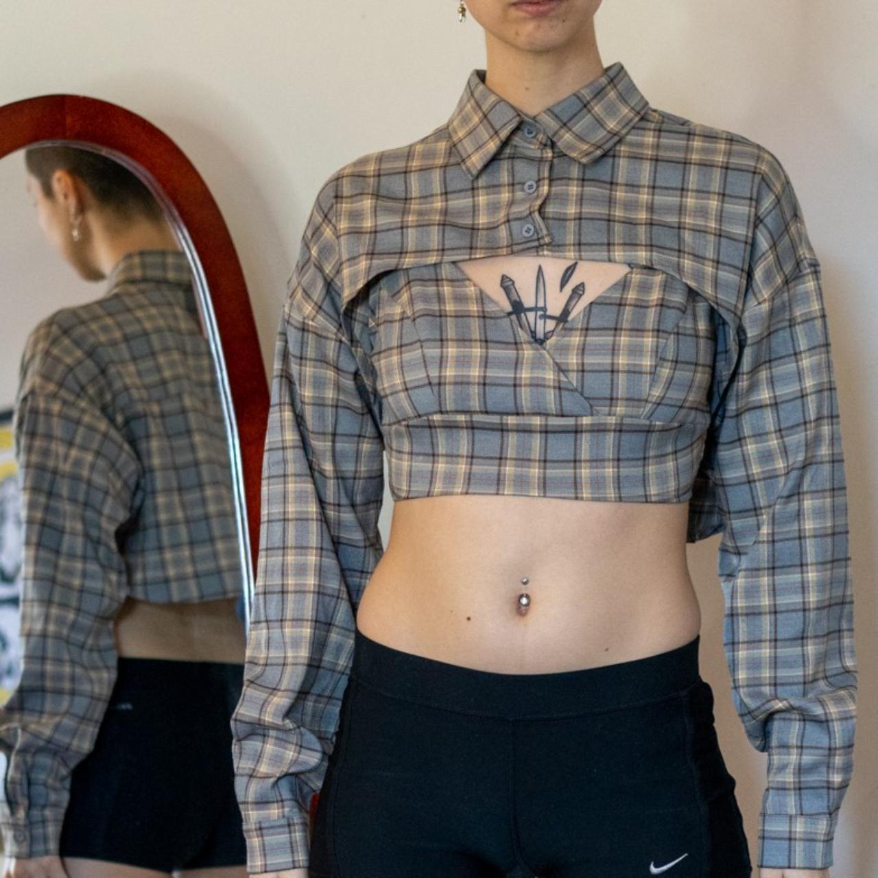 Two piece plaid crop top set. Still has tags attached. - Depop