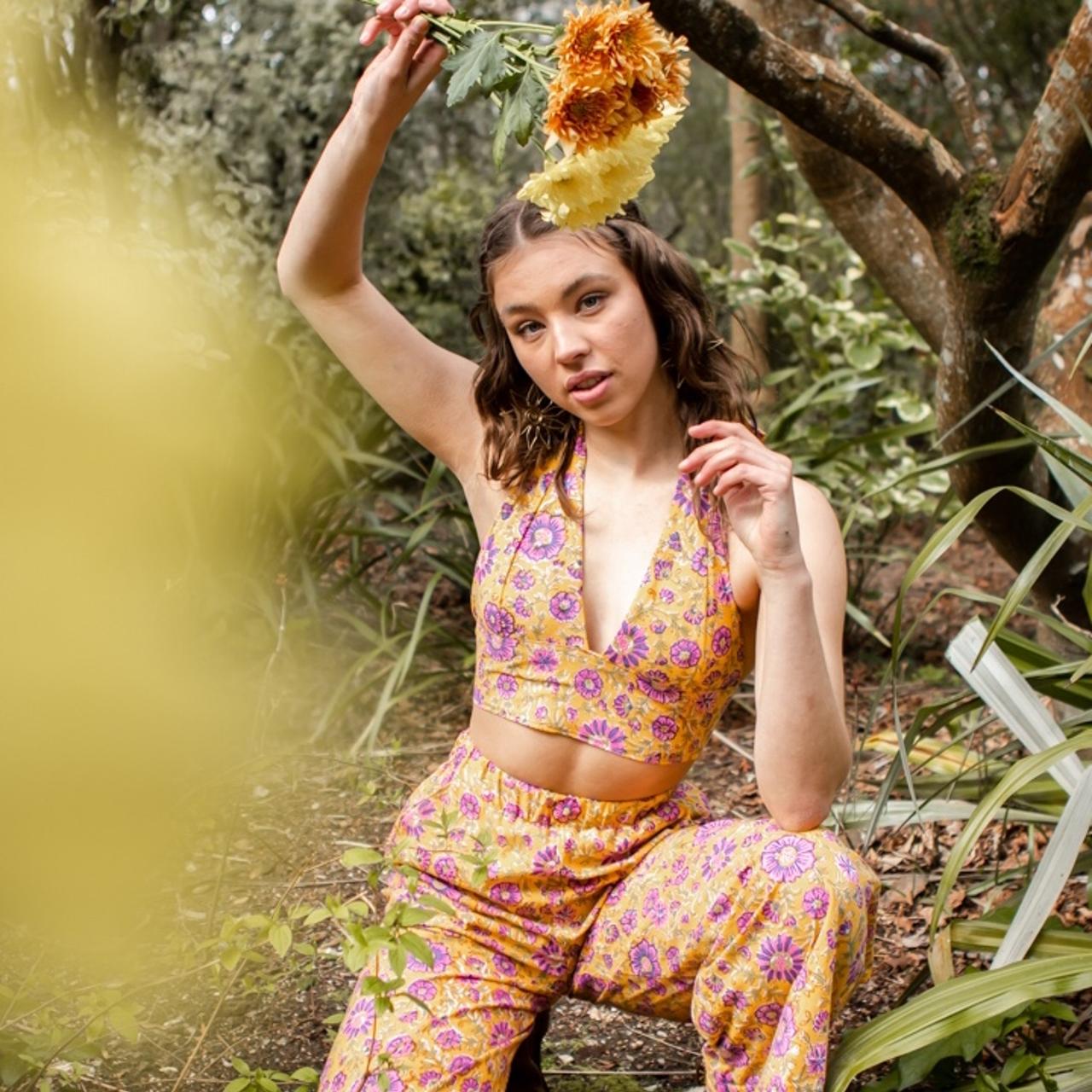 The Ophelia set features soft hand printed block... - Depop