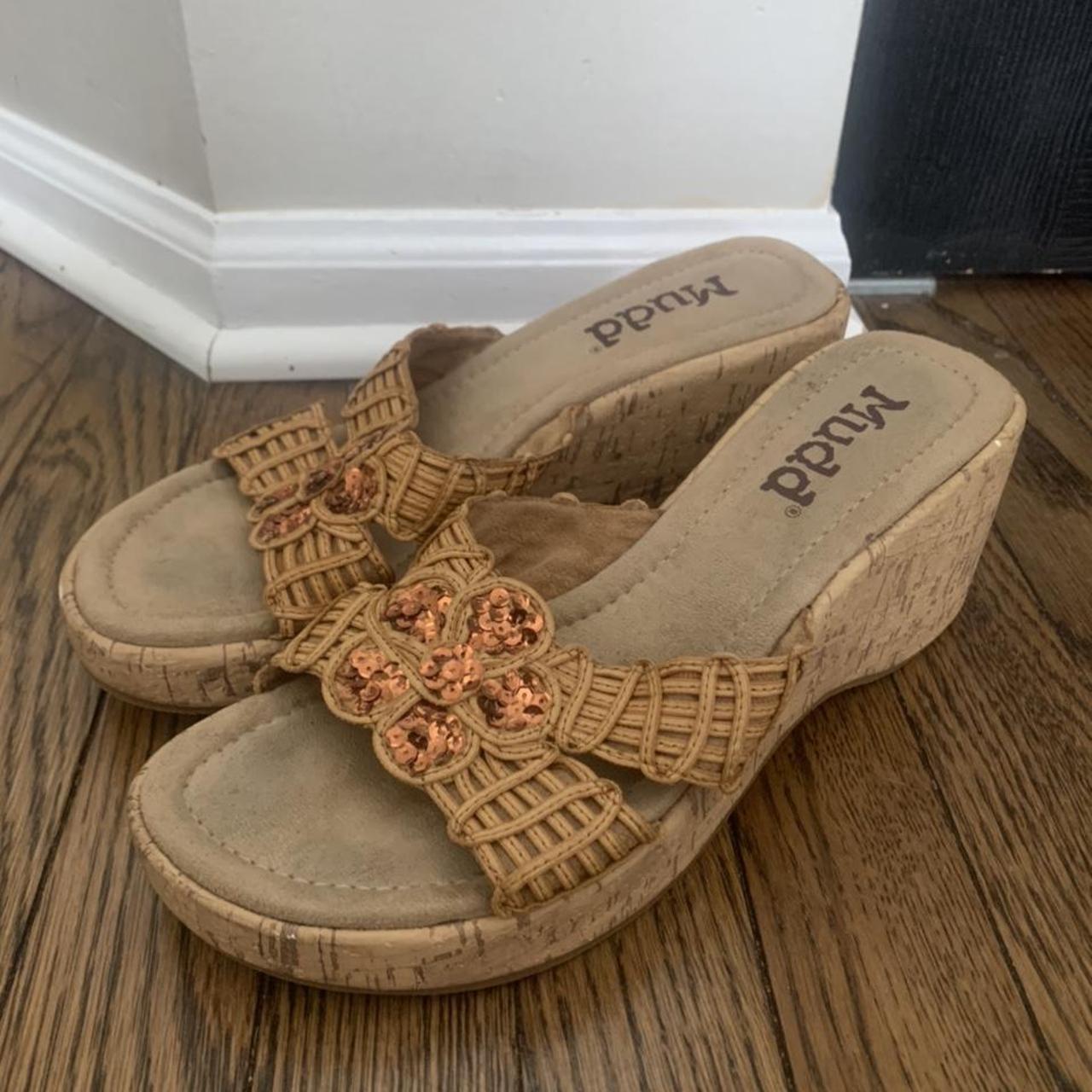 Mudd y2k wedge heel sandals. Lightly used, visible... - Depop