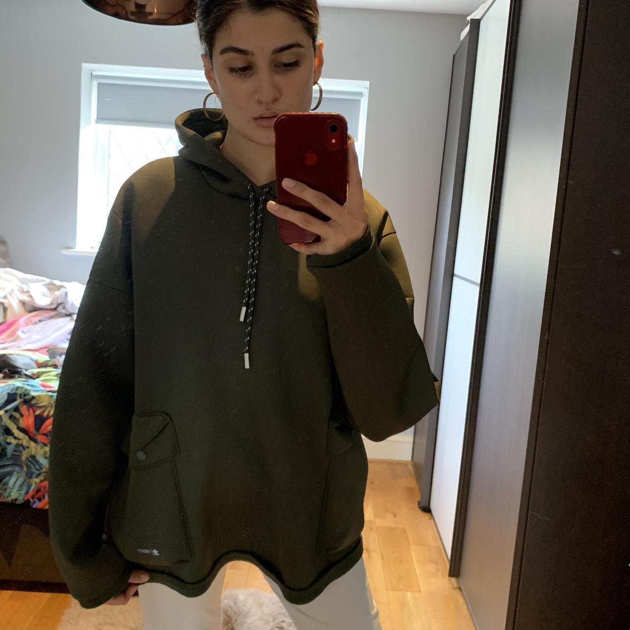 Adidas originals badlander pullover hoodie. Khaki... - Depop