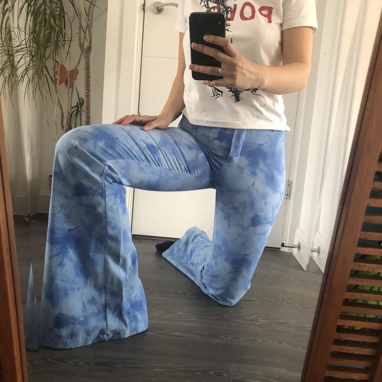 Super cool acid wash style flared high waisted... - Depop