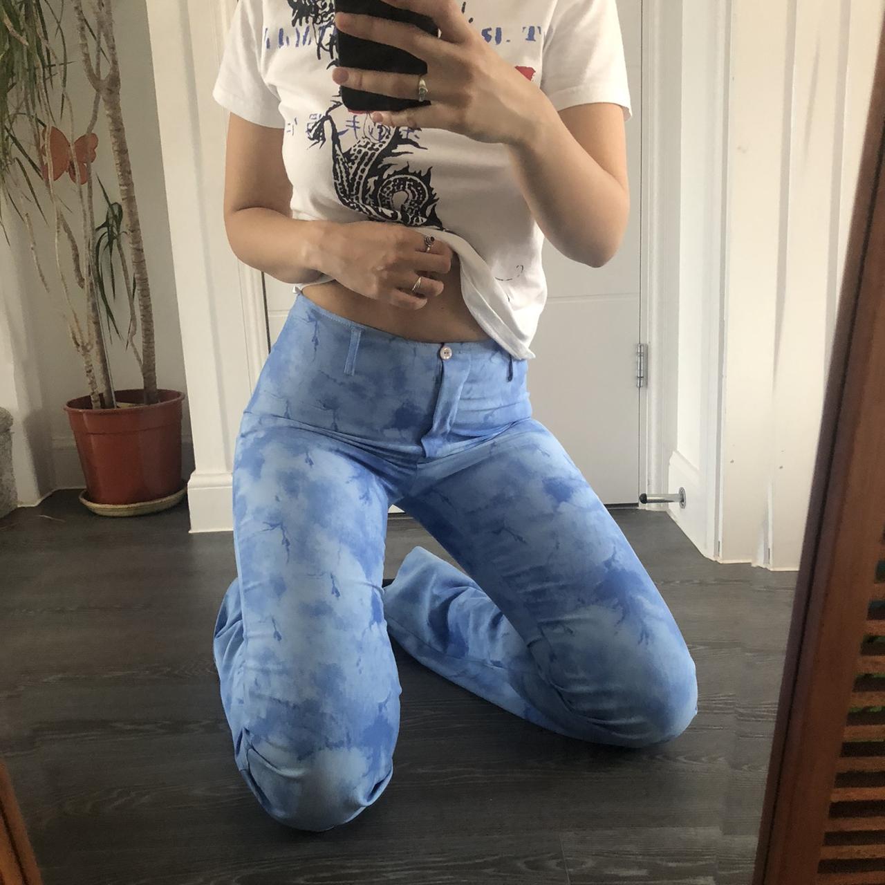 Super cool acid wash style flared high waisted... - Depop