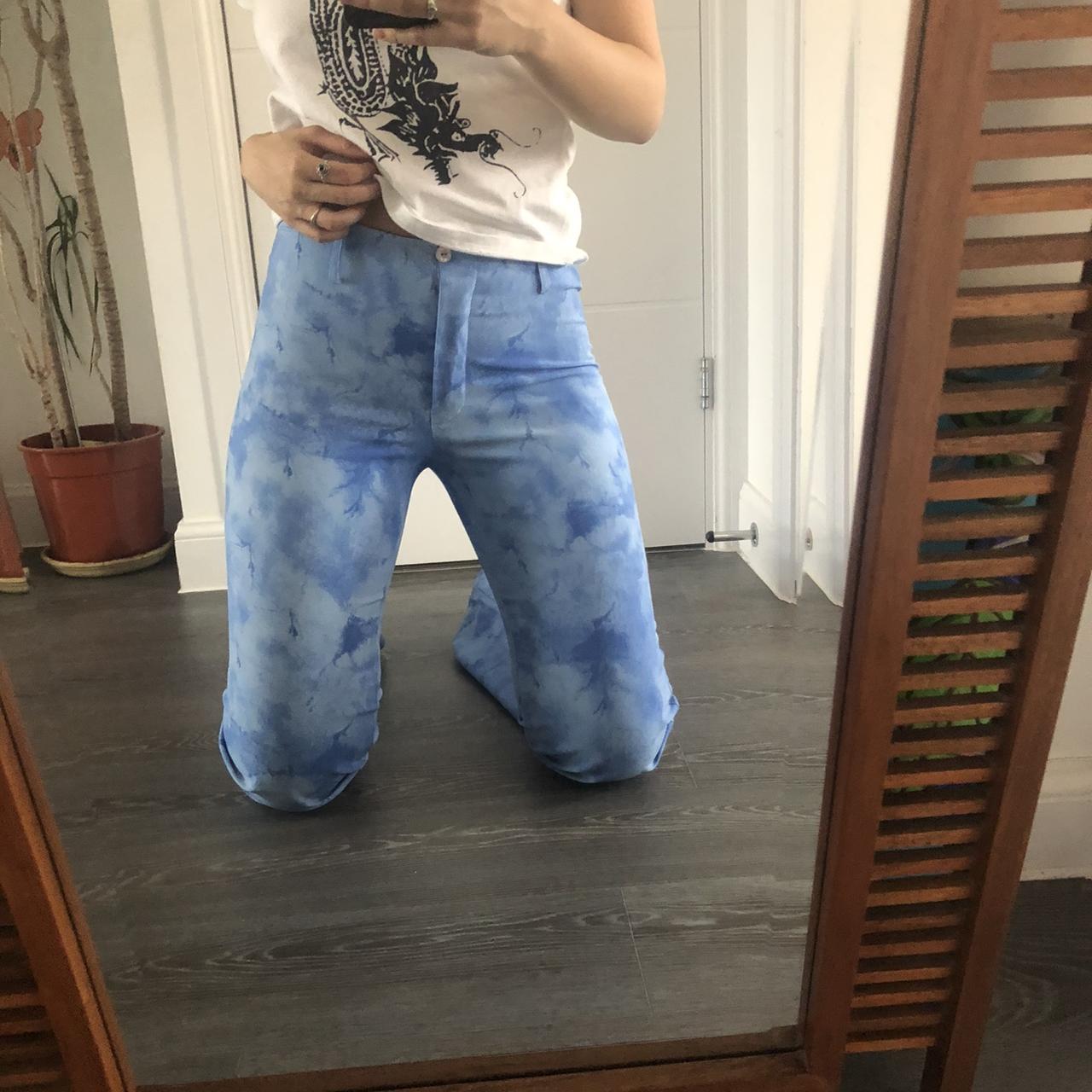 Super cool acid wash style flared high waisted... - Depop