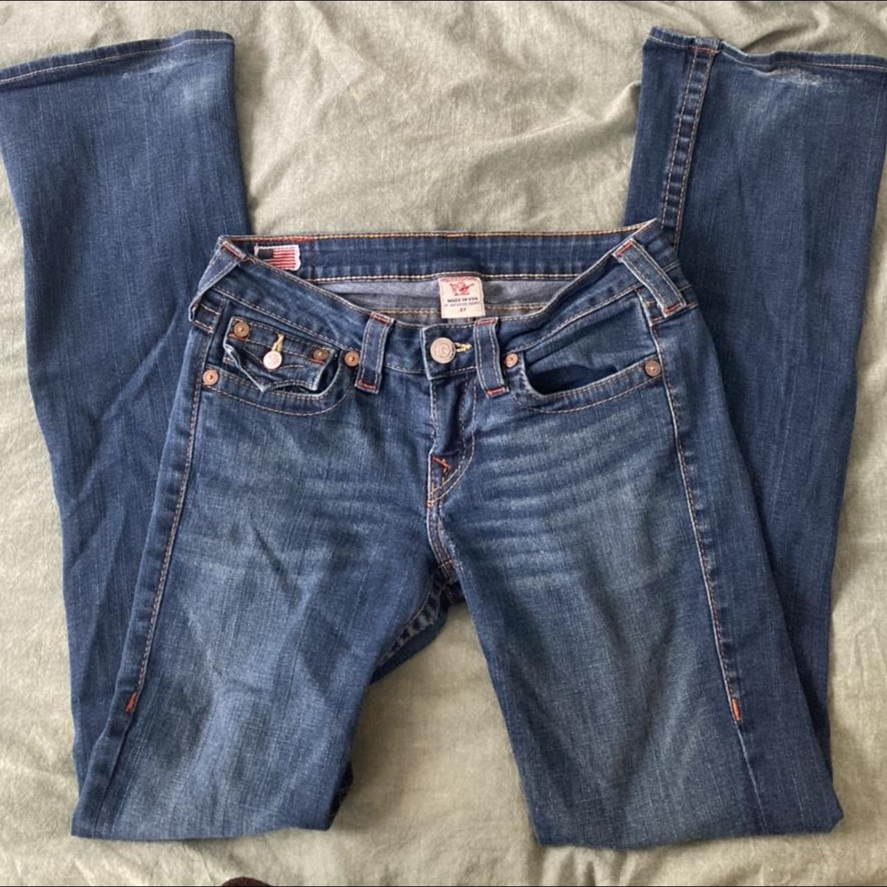 Low rise bootcut True Religions, dark wash. Used to... - Depop