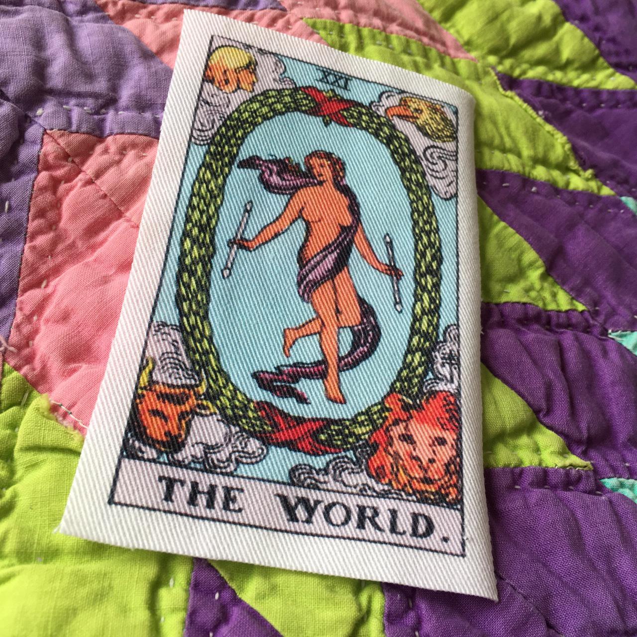 The World tarot card patch Digitally printed sew-on... - Depop