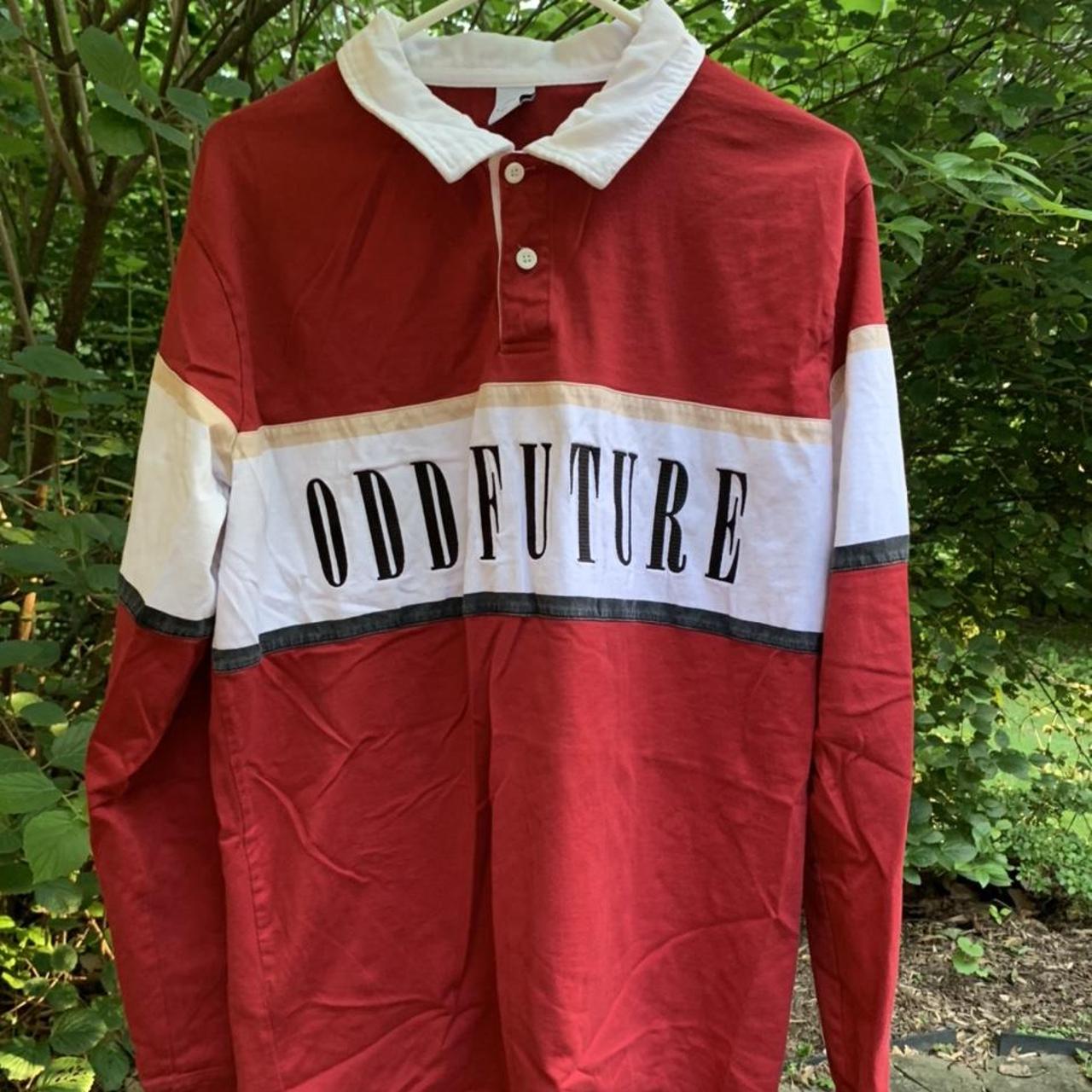 Long sleeve collared red Odd Future shirt, kinda... - Depop