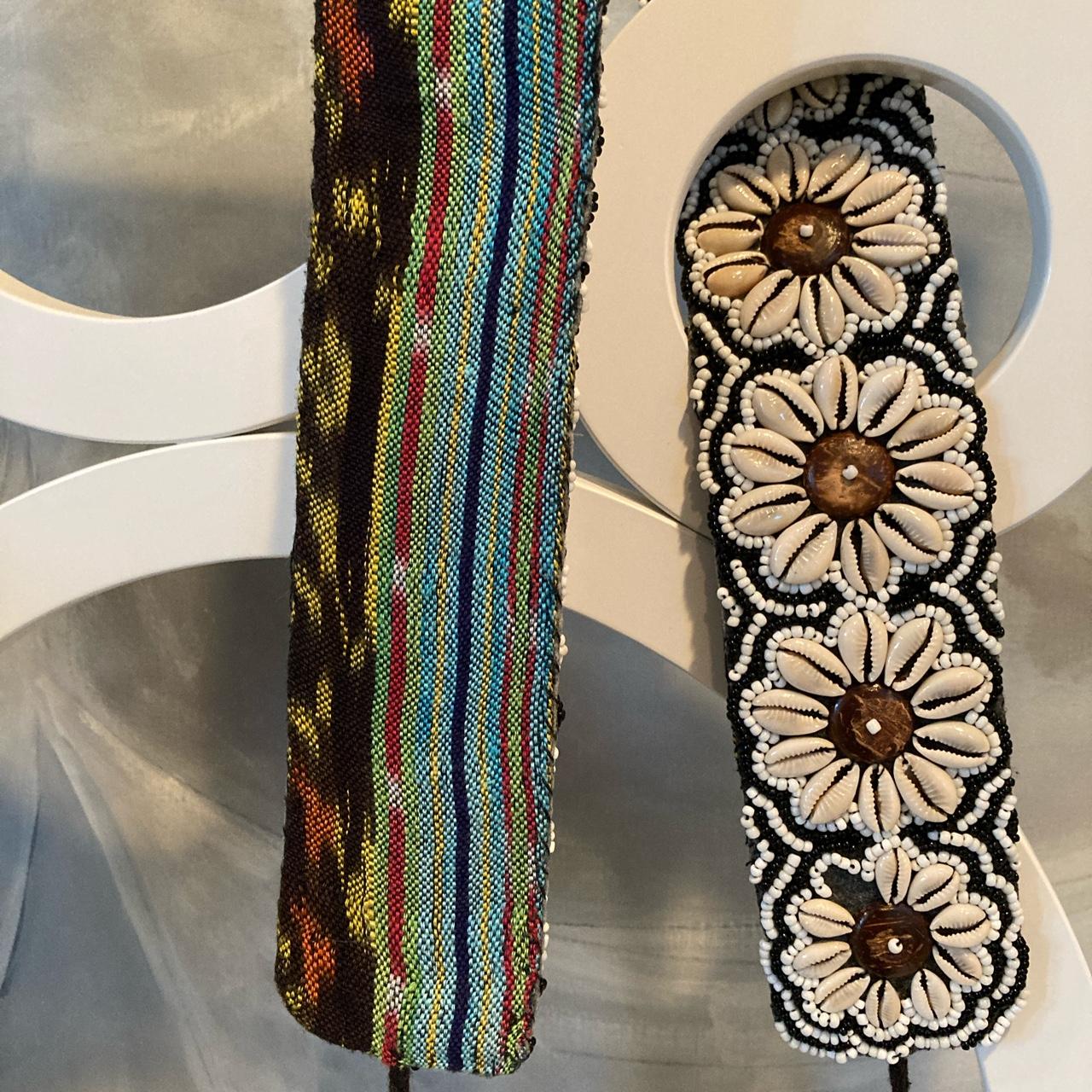 Reversible shell and bead belt and hippie fabric on... - Depop