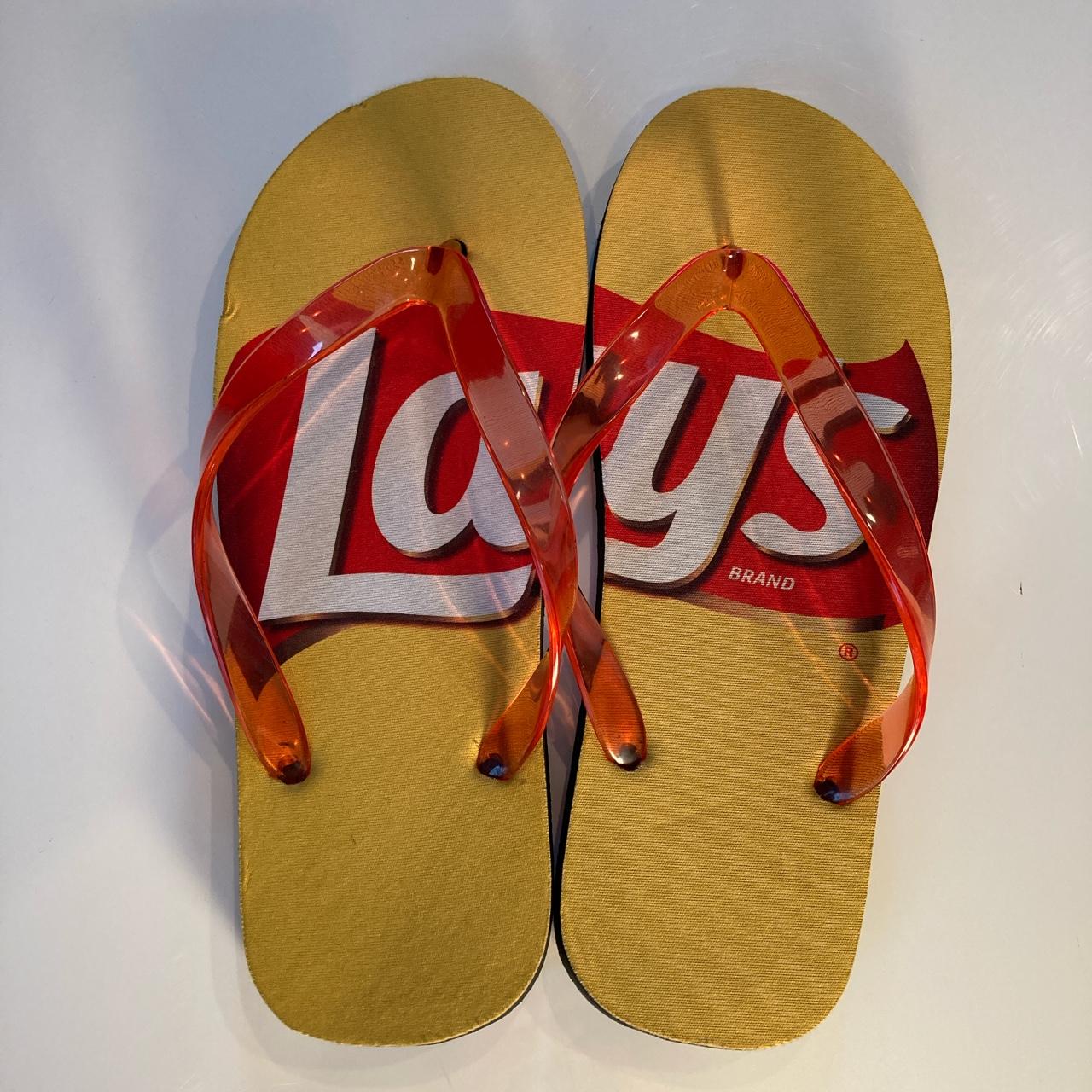 Lay’s Brand flip flops 🩴 I’m guessing size 10 1/2-... - Depop